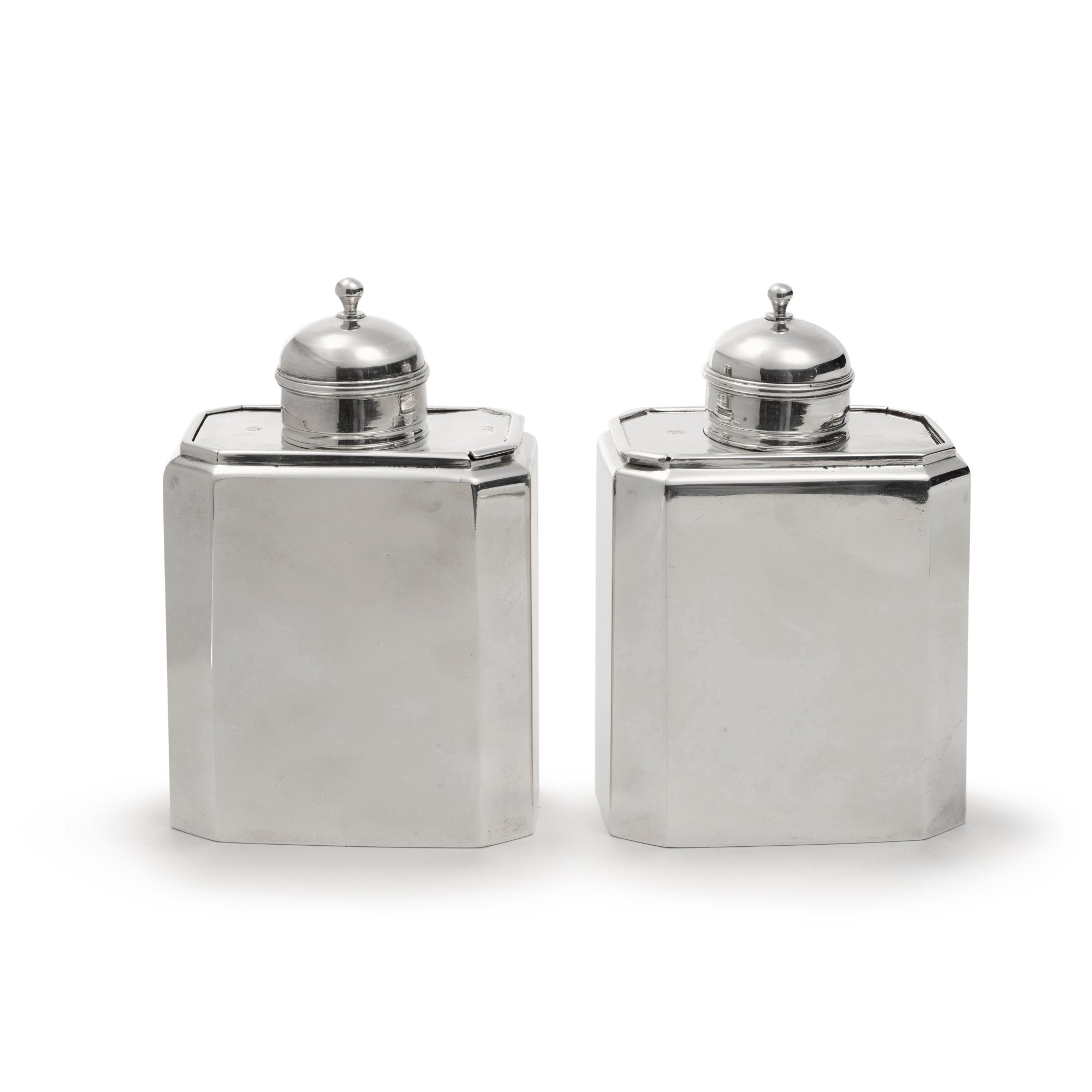 A Pair of Large George I Silver Tea Caddies, John Farnell, London, 1718 ...