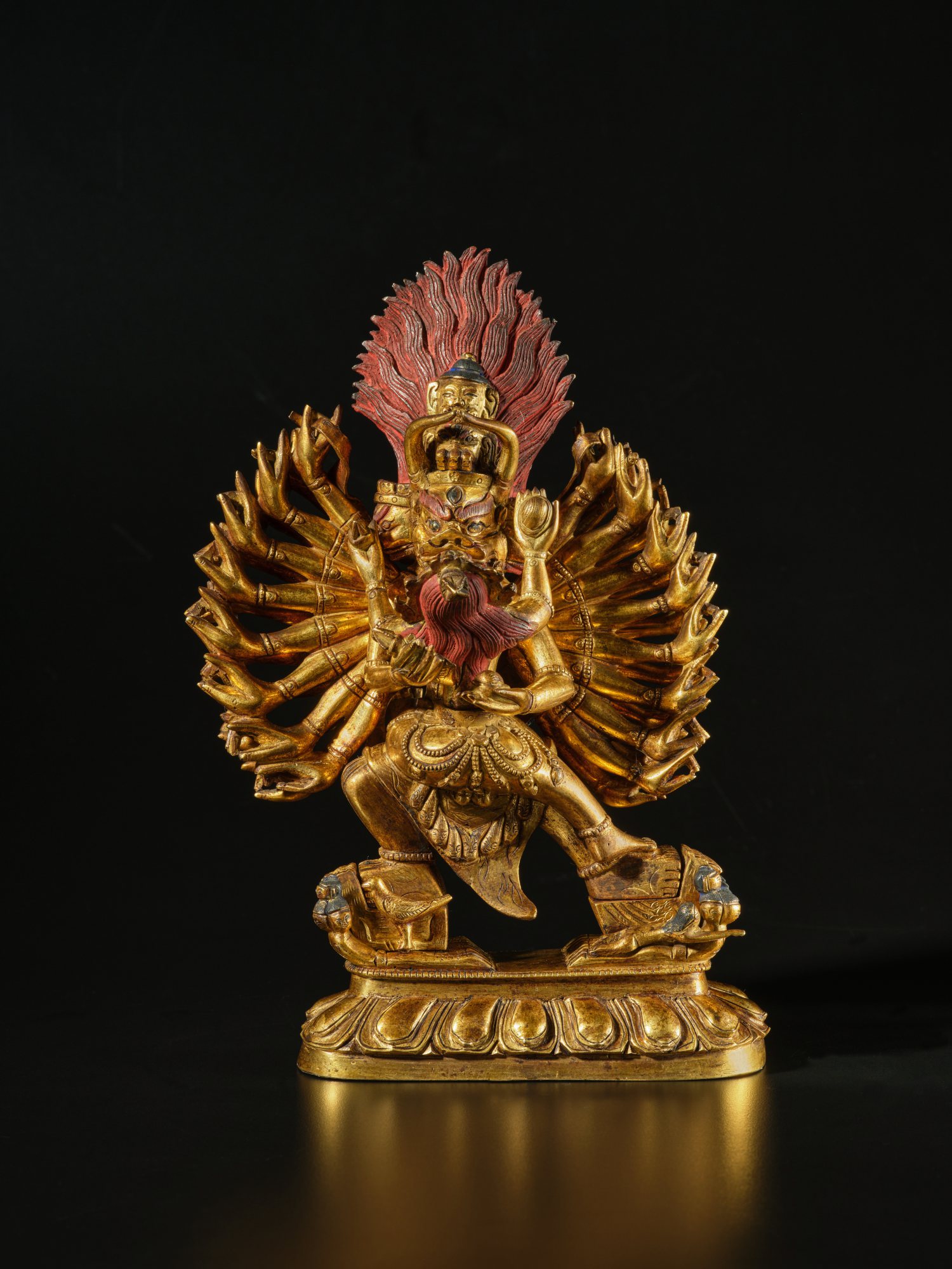 A gilt-bronze group of Yamantaka and Vajravetali, Qing dynasty ...