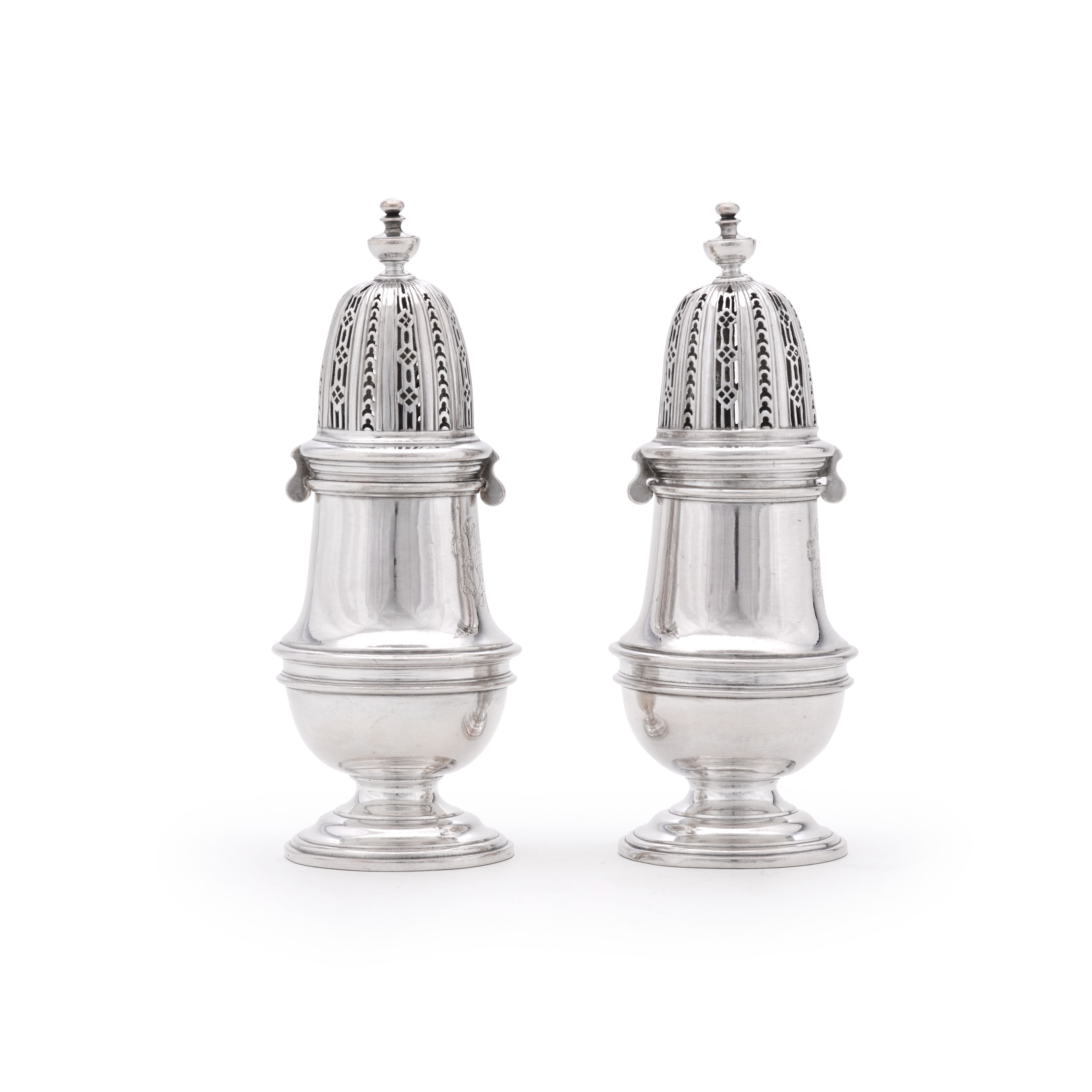 Royal: A pair of George I Britannia standard silver casters, Pierre ...