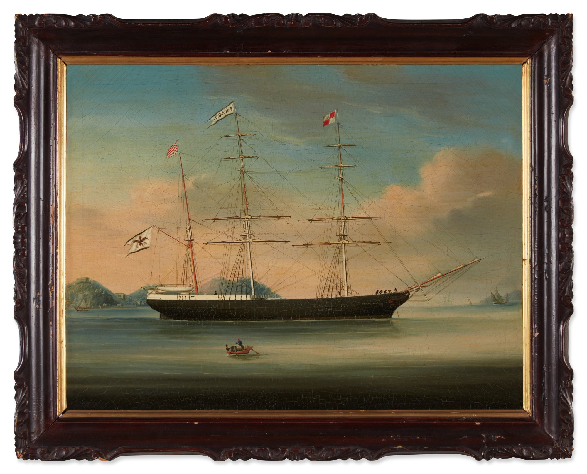 A China Trade View of The Clipper Ship 'Edouard' off the Coast of Hong ...