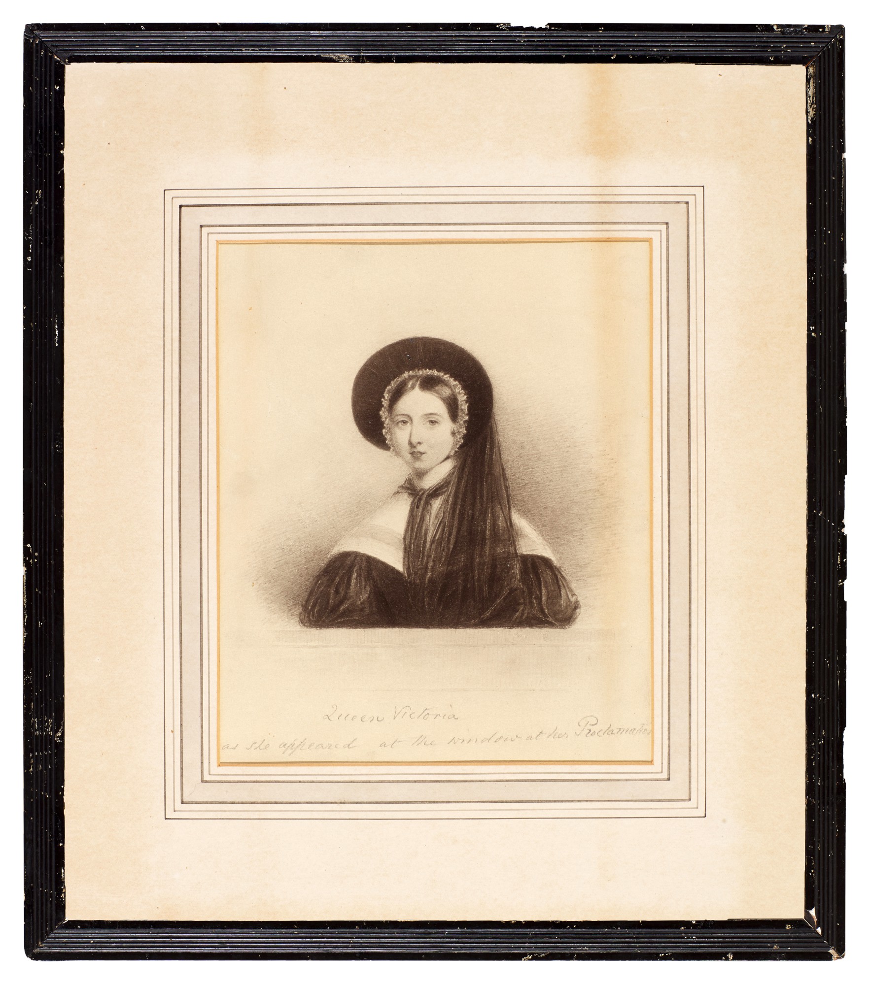Portrait of Queen Victoria (1819-1901) as she appeared at the window at ...