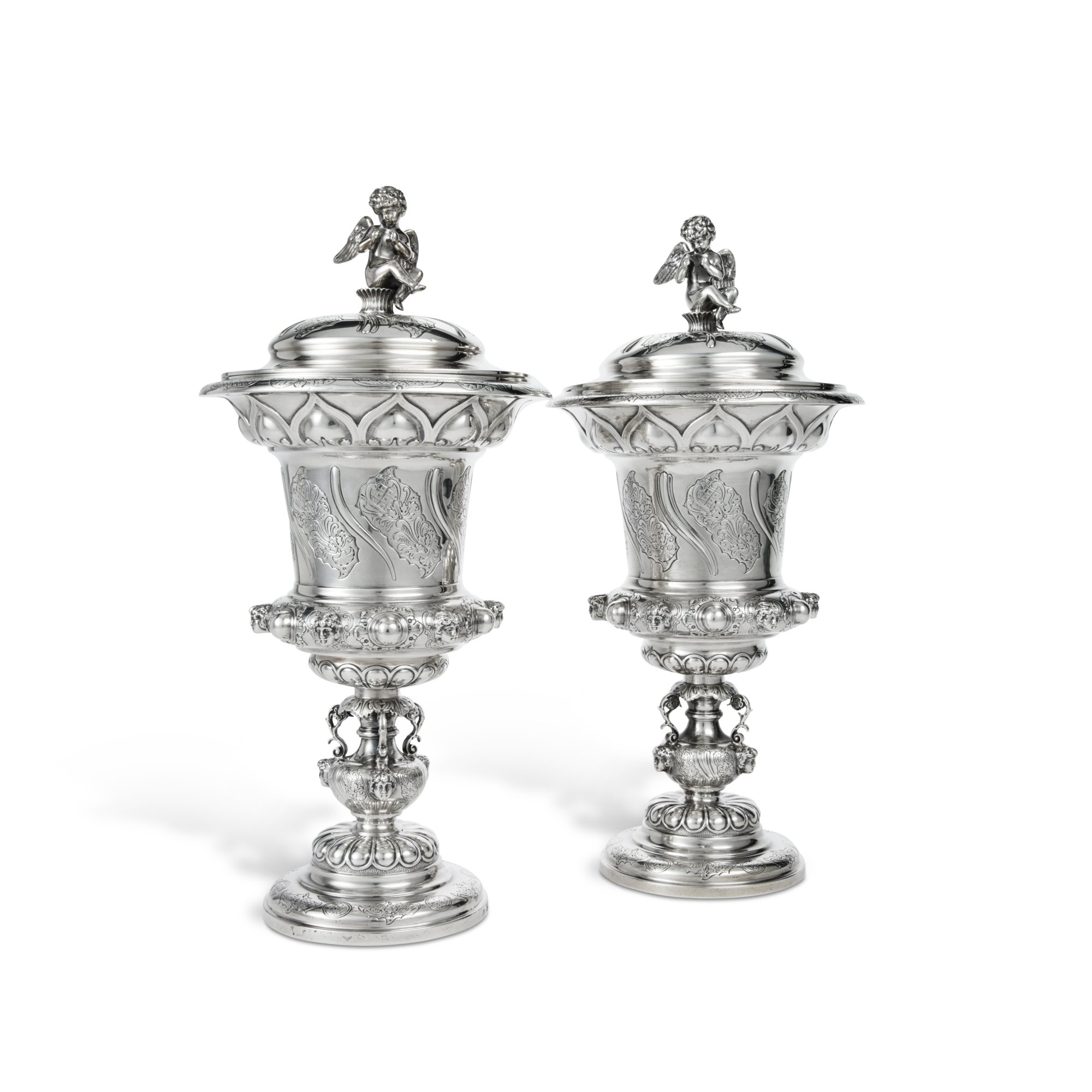 A Pair of Victorian Silver Standing Cups and Covers after Paul Storr, J ...