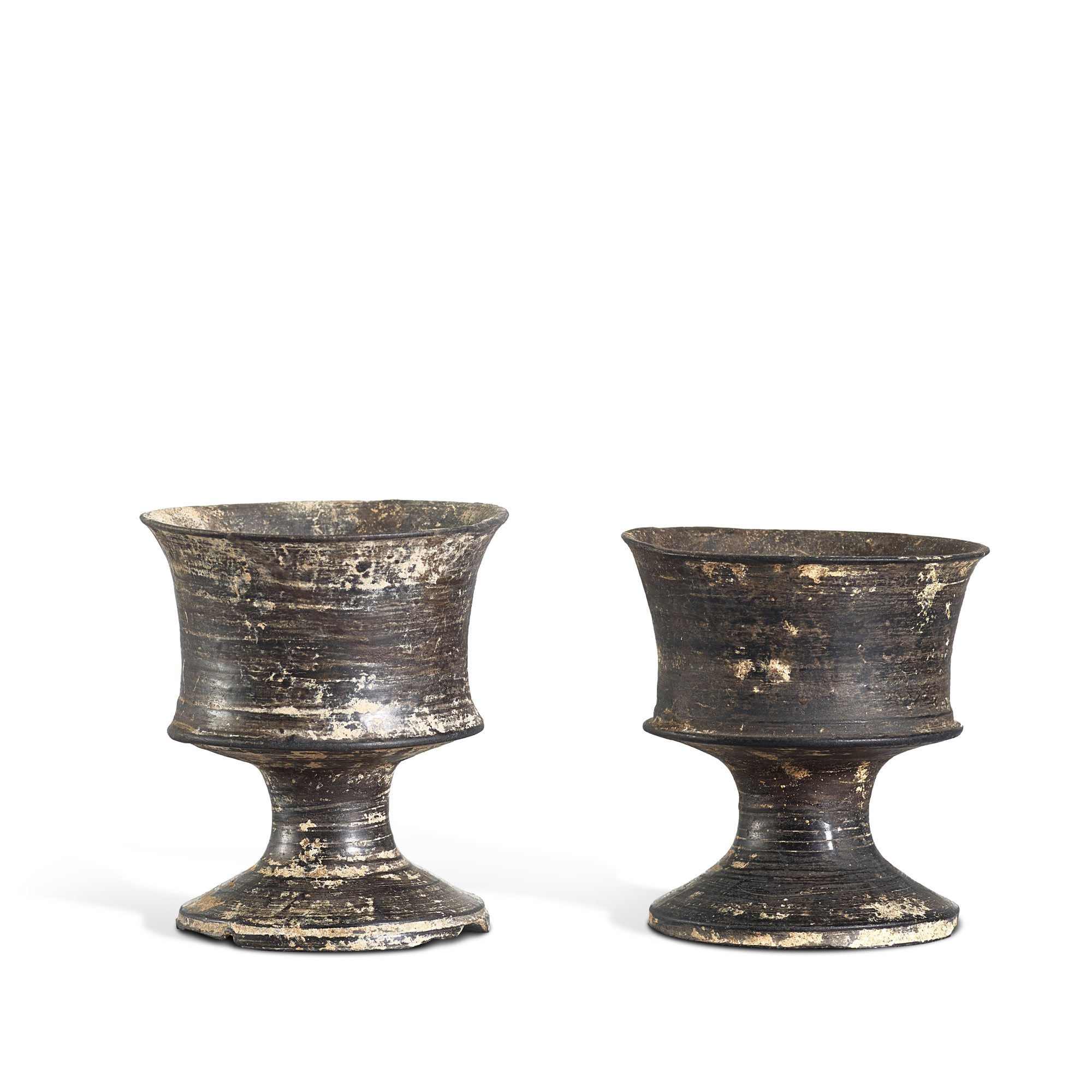 Two miniature black 'eggshell' pottery stemcups Longshan culture, c ...