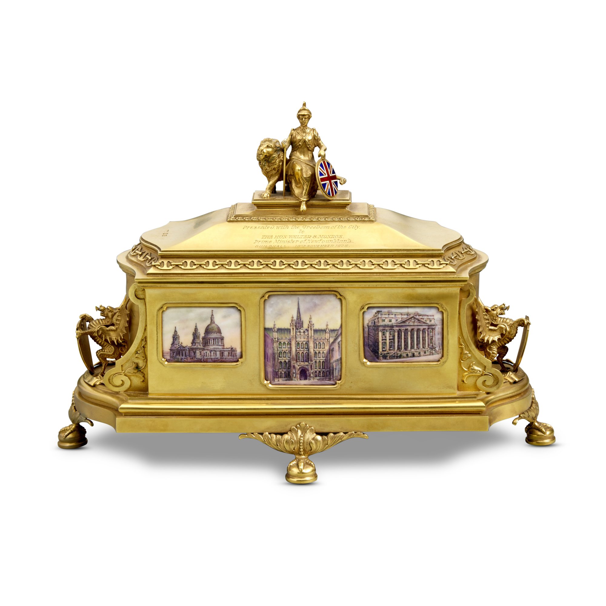 A Rare English Eighteen Karat Gold and Enamel Freedom Casket, Mappin ...