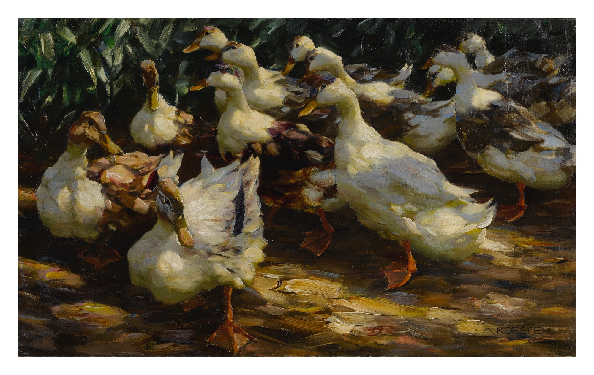 ALEXANDER KOESTER | DUCKS IN SUNLIGHT | 19th Century European Art ...