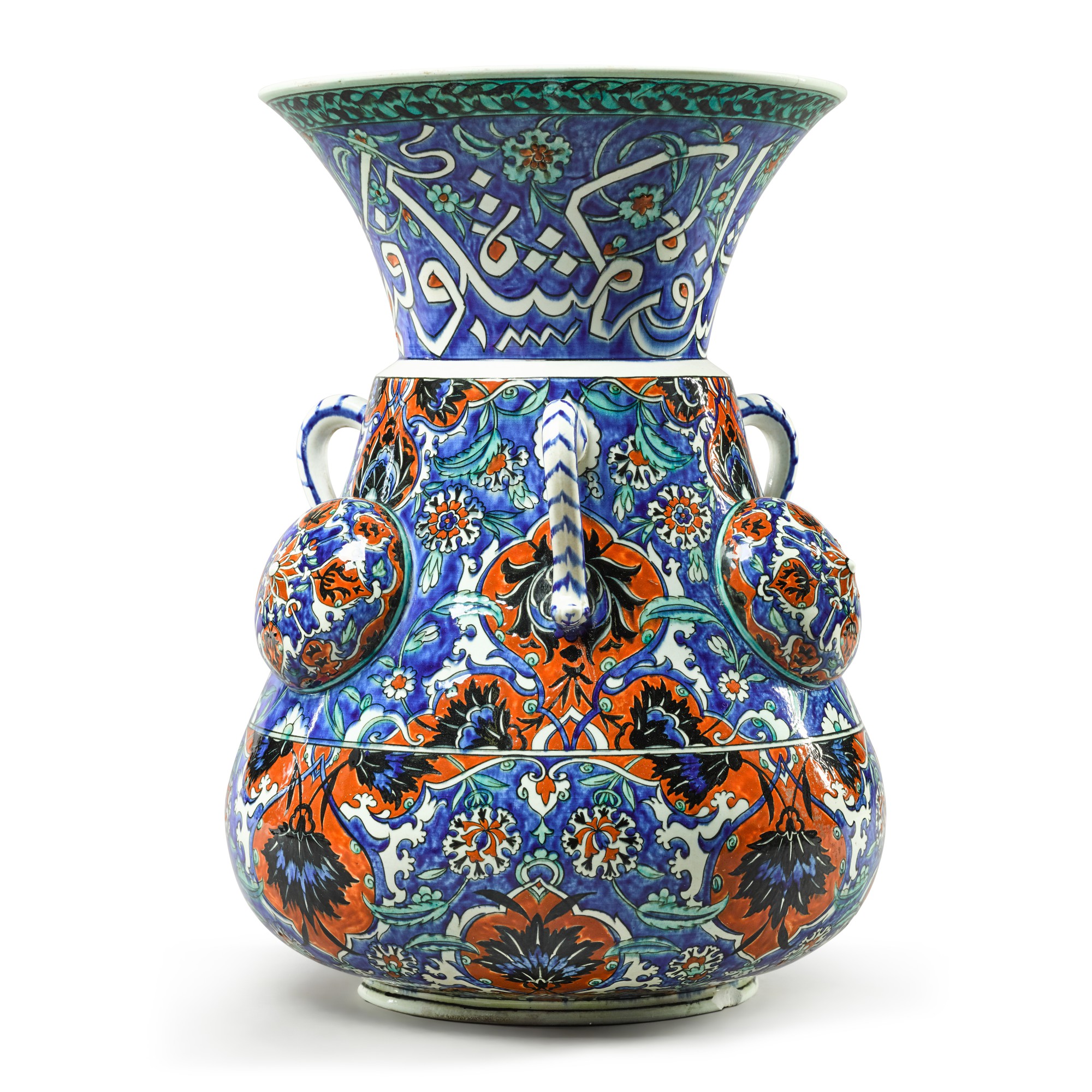 A pair of monumental Samson Iznik-style polychrome mosque lamps, France ...