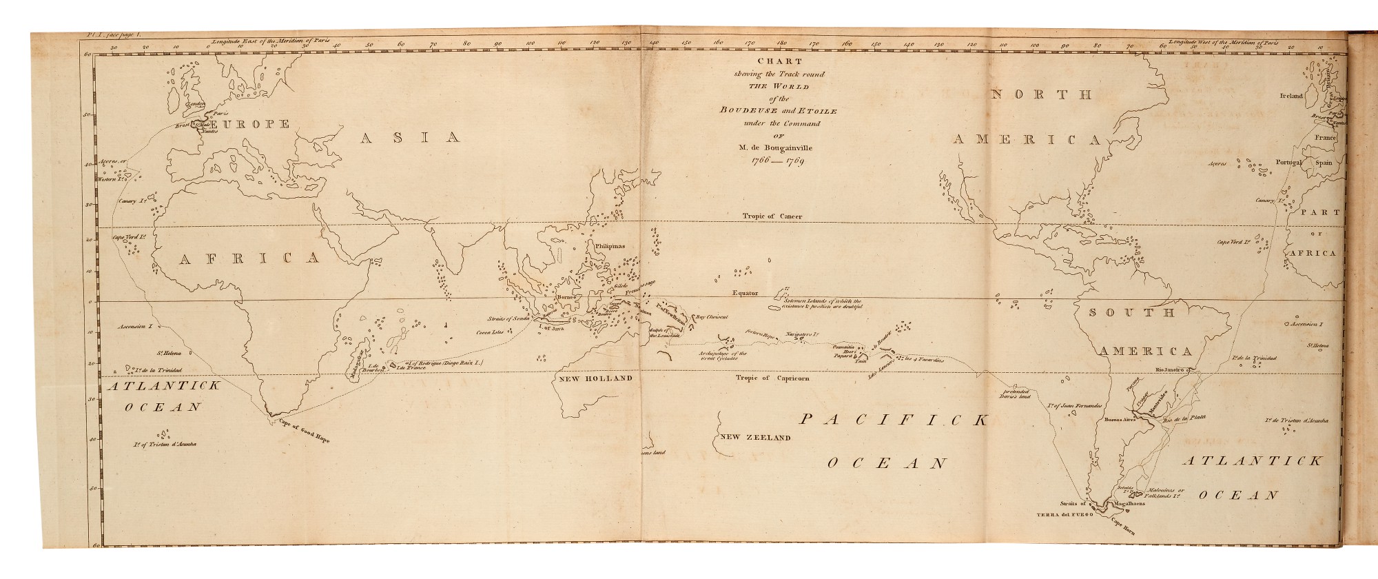 Bougainville. A Voyage Around the World. 1772, First English edition ...