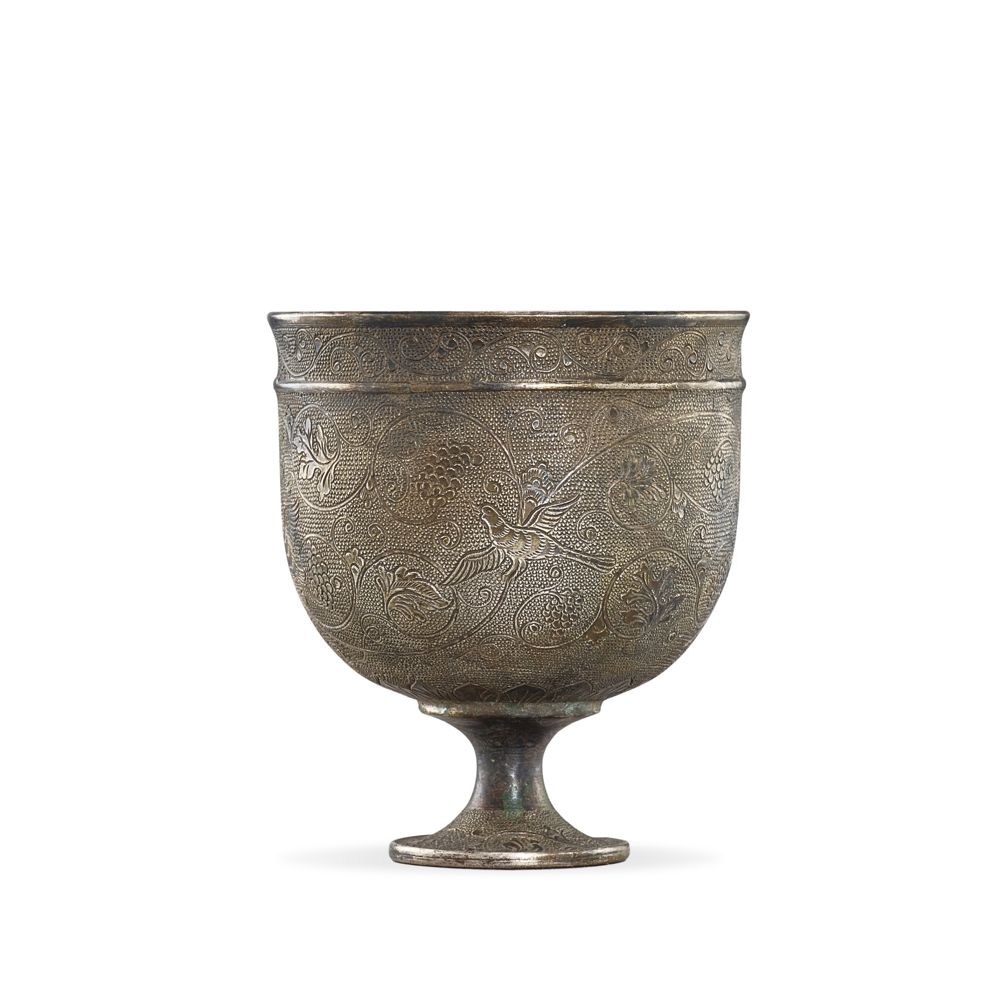A silver stem cup, Tang dynasty 唐 銀鏨纏枝葡萄鳥紋高足盃 | CHINA / 5000 YEARS ...