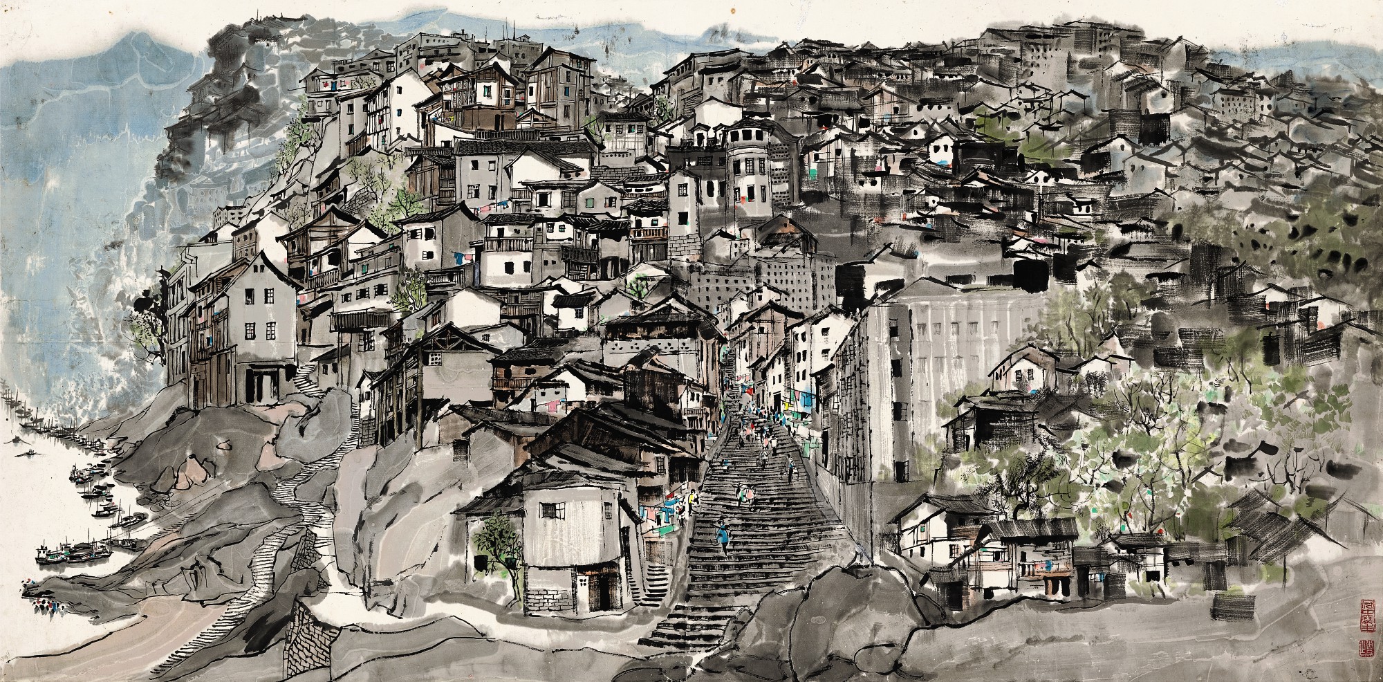 WU GUANZHONG 吳冠中 | CHONGQING, THE MOUNTAIN CITY 山城重慶 | Fine Chinese ...
