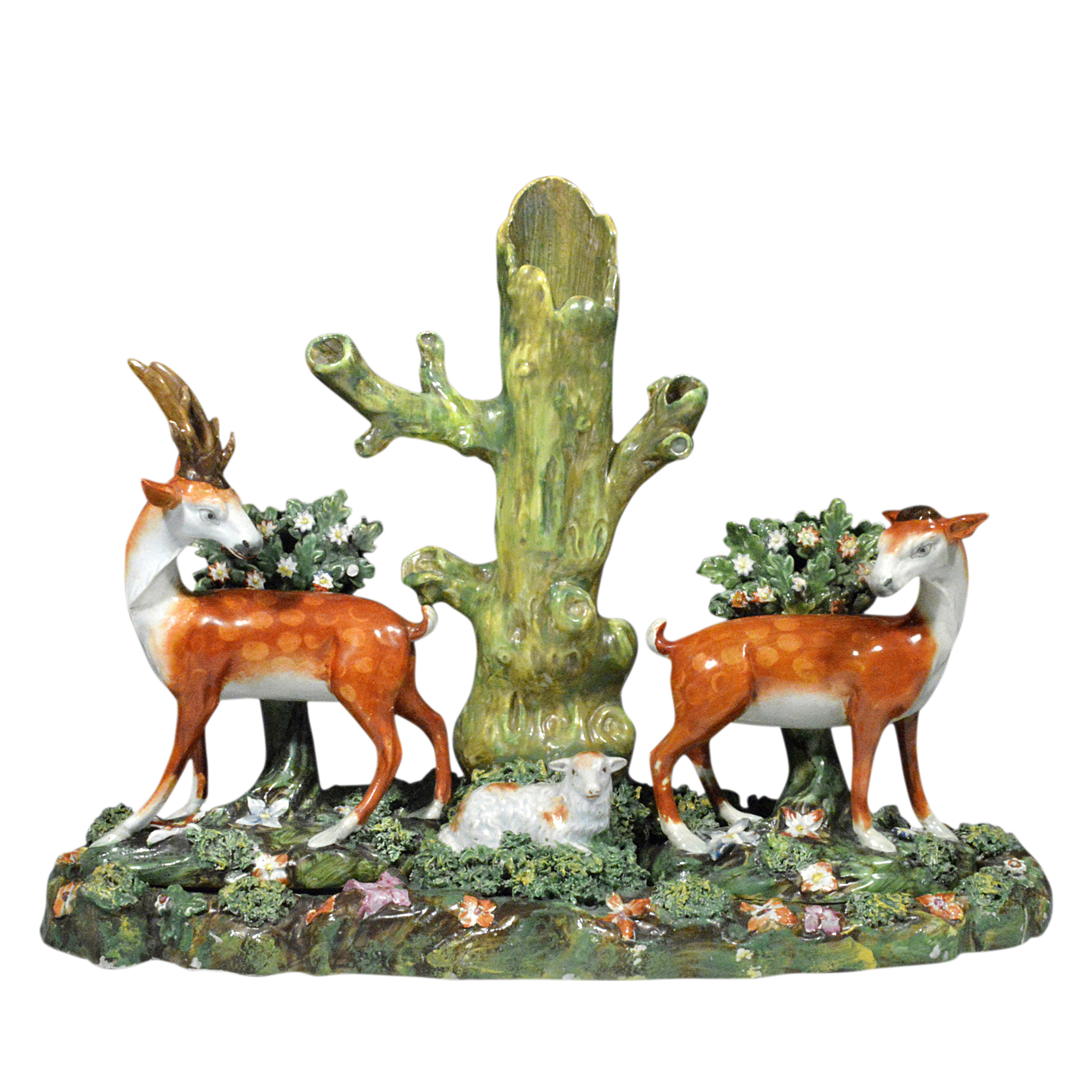 Enoch Wood & Sons Antique English Regency Pearlware Deer Vase Available ...