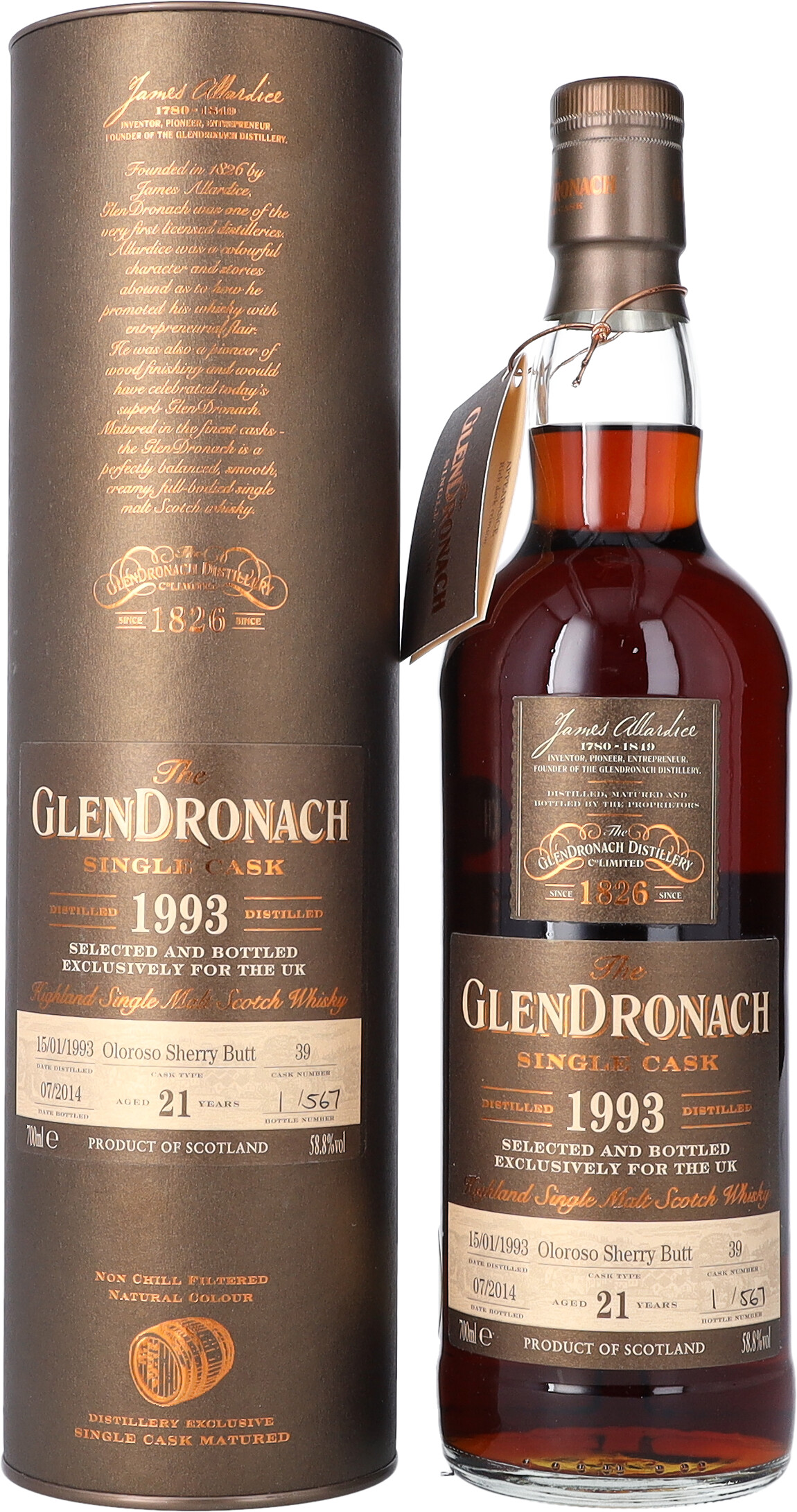 The Glendronach Single Cask 21 Year Old 58.8 abv 1993 (1 BT70) | Whisky ...