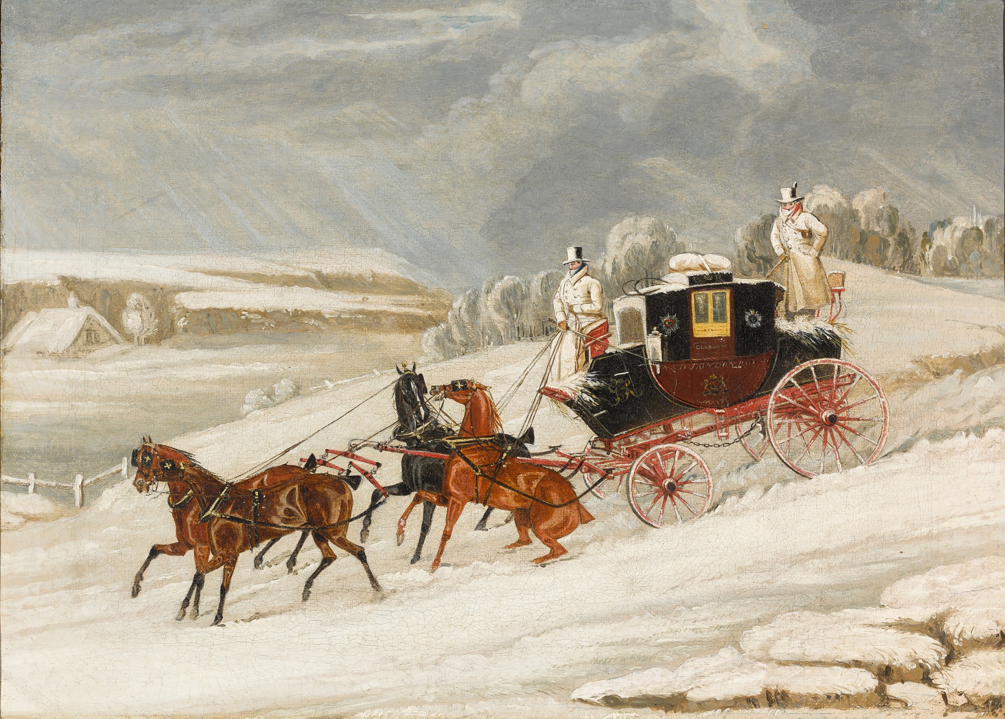 JAMES POLLARD | LONDON TO GLASGOW MAIL COACH IN THE SNOW | Old Master ...