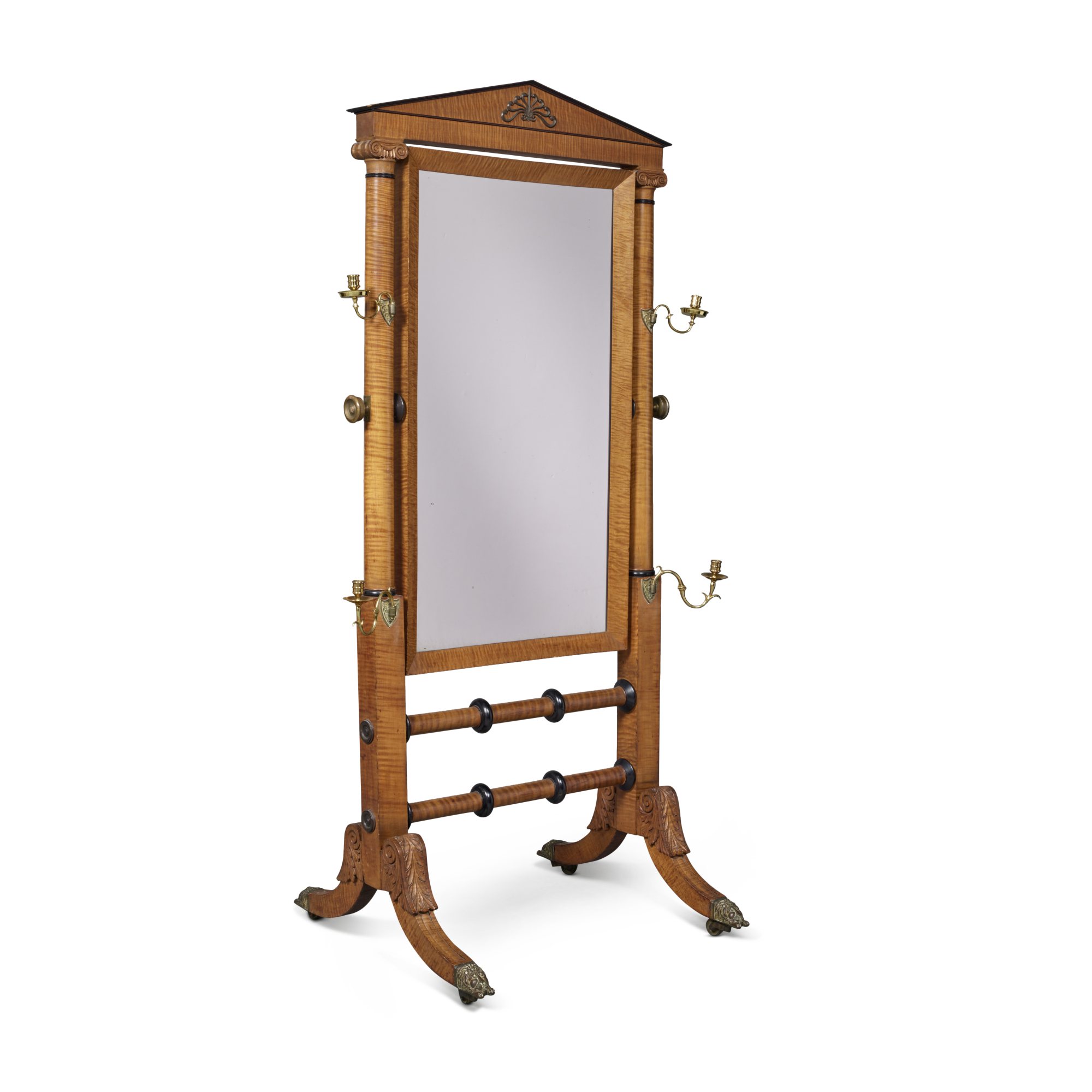 A Fine and Rare Classical Carved and Figured and Ebonized Maple Cheval ...