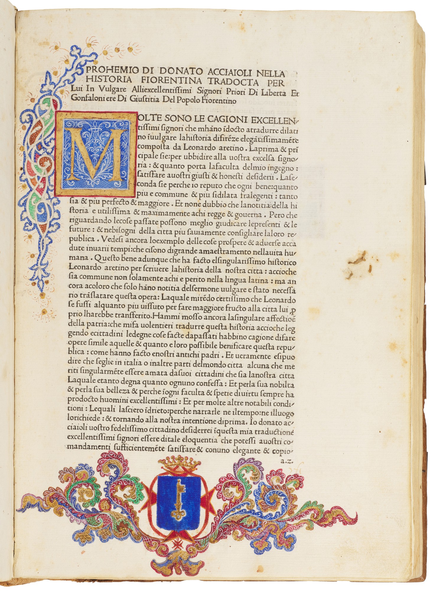 Brunus and Poggius, Historia Fiorentina, Venice, 1476, contemporary ...