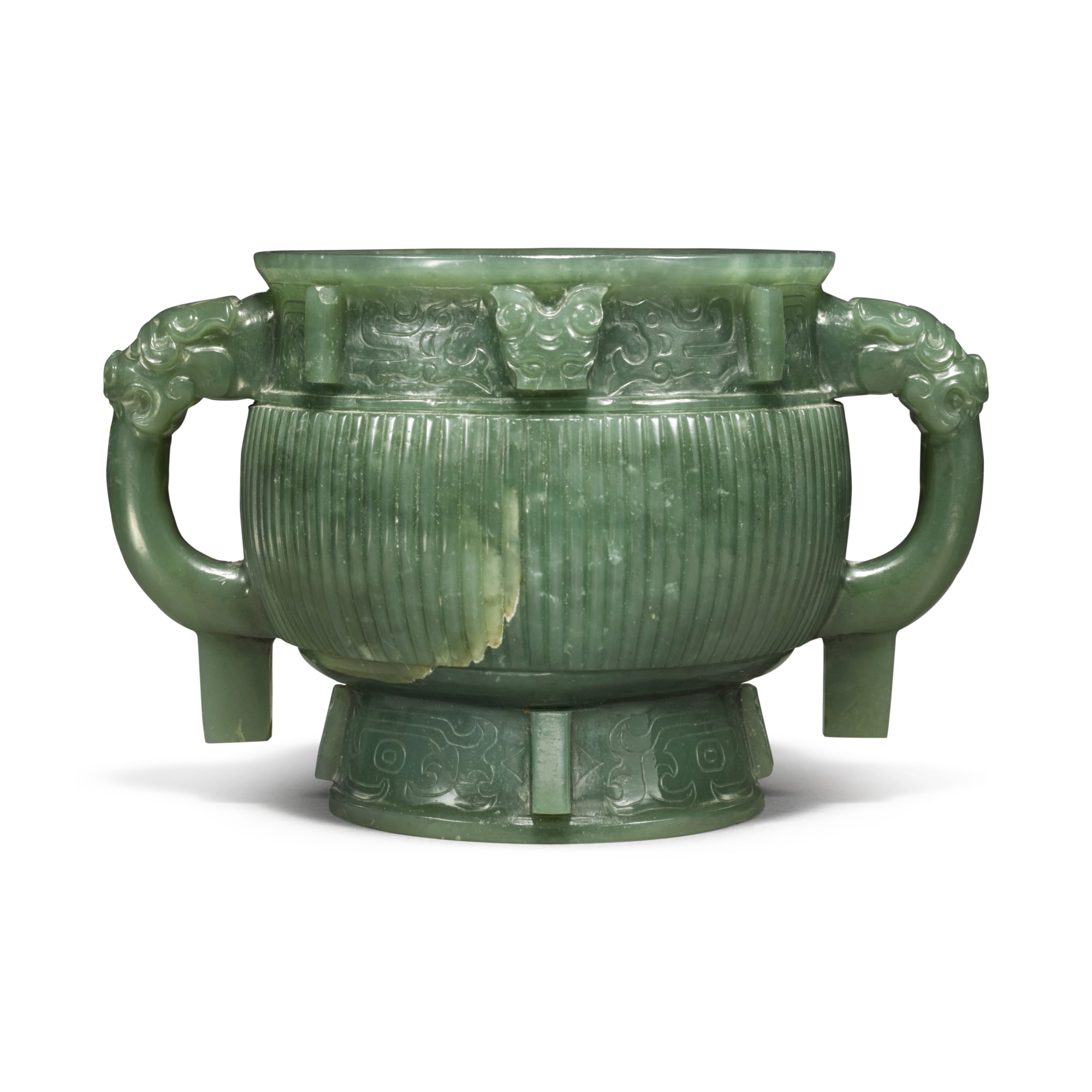An archaistic spinach-green jade gui-form censer, Qing dynasty | The ...