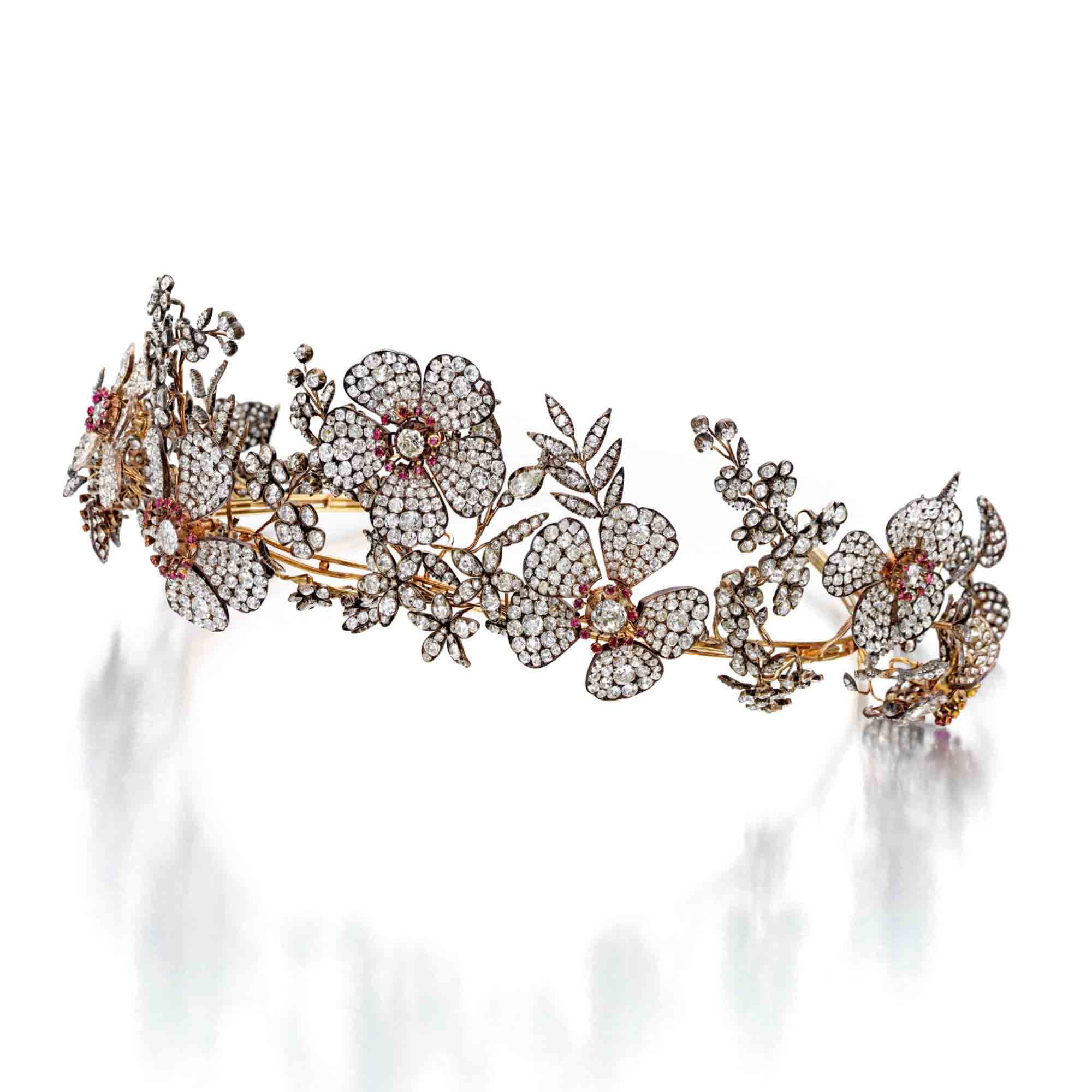 Silver-Topped Gold, Ruby and Diamond Tiara [黃金鍍銀鑲紅寶石配鑽石皇冠 ...