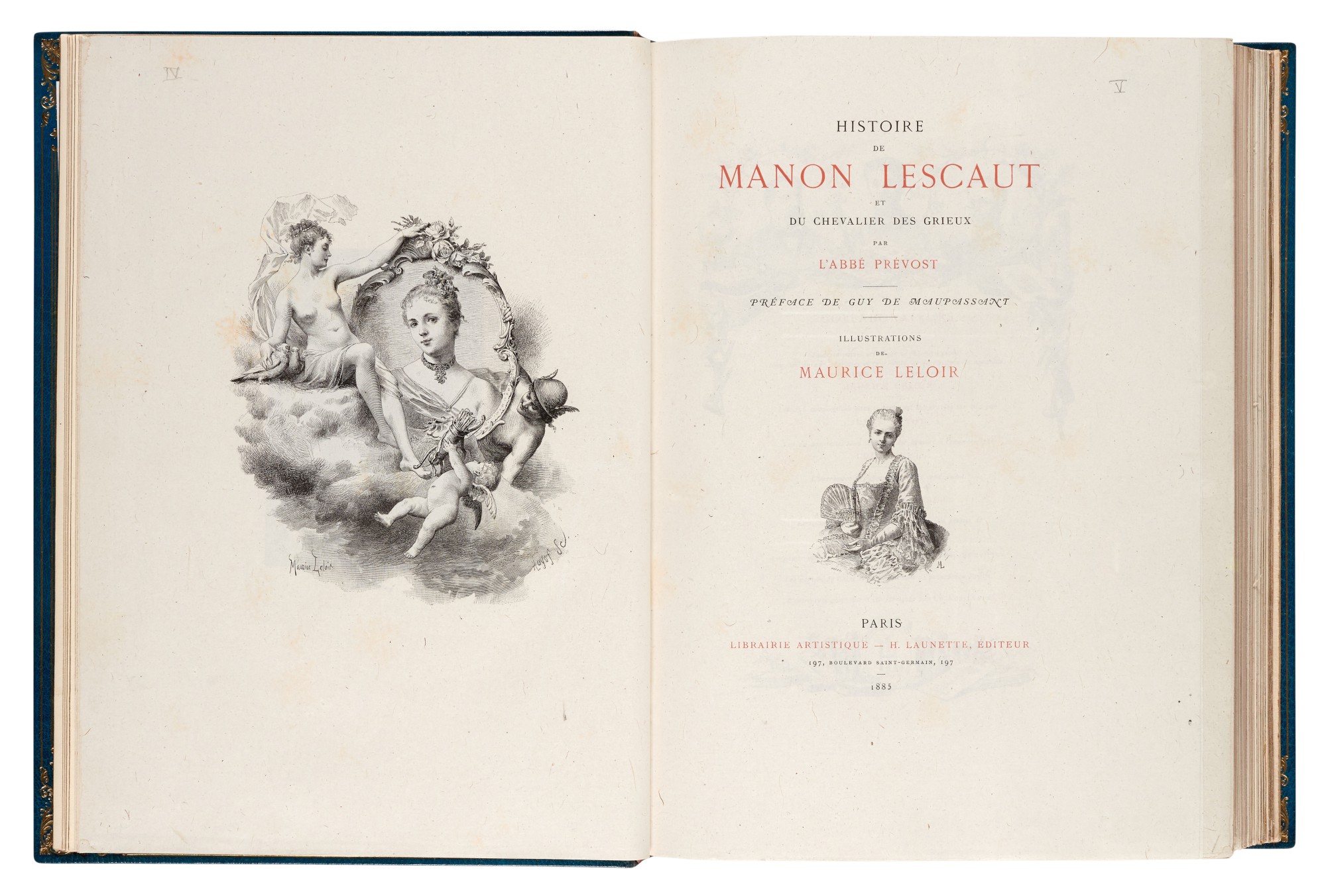 Prévost | Histoire de Manon Lescaut, Paris, 1885, blue morocco gilt by ...