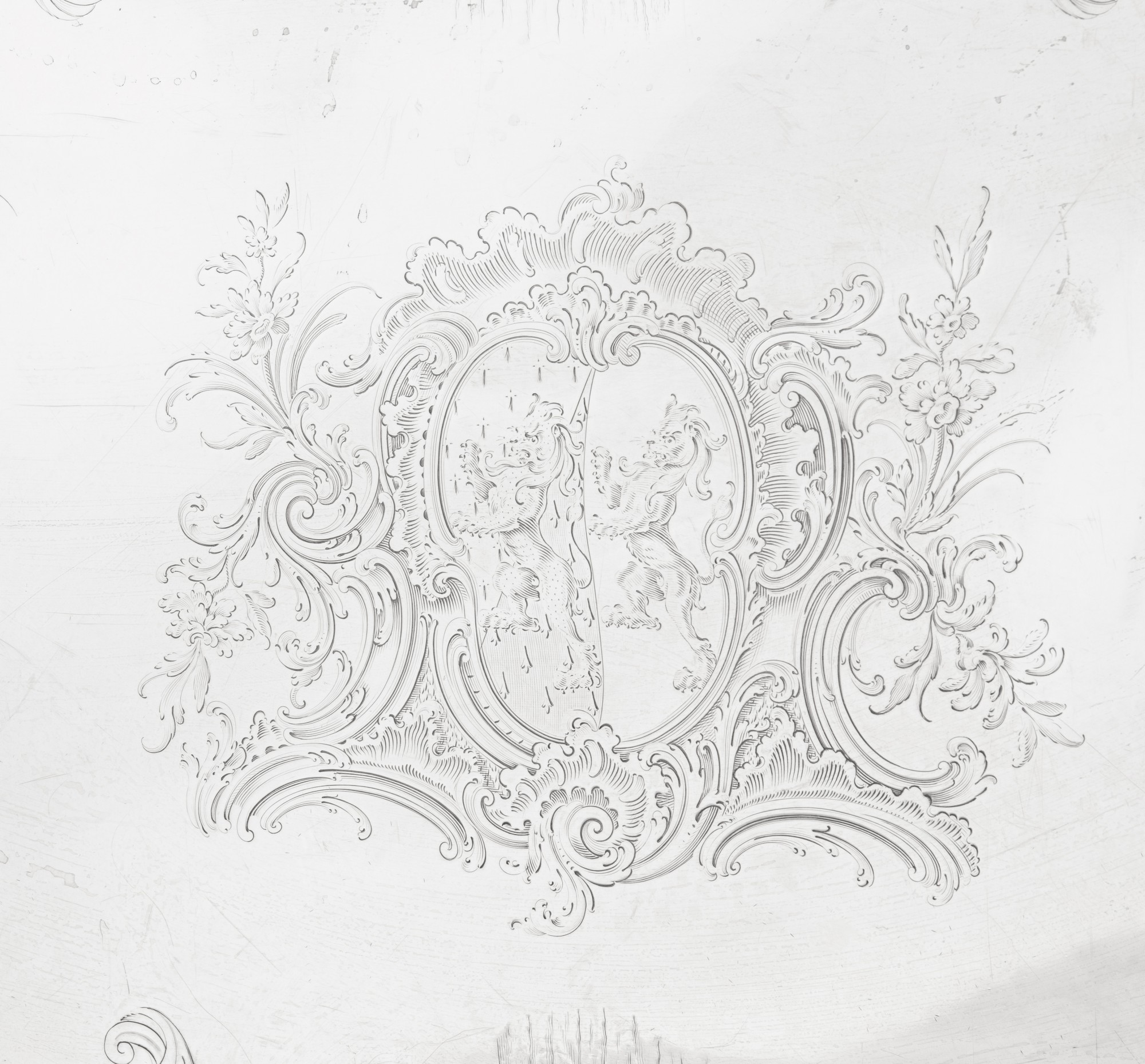 An important George II silver tray and pair of salvers, Paul de Lamerie ...