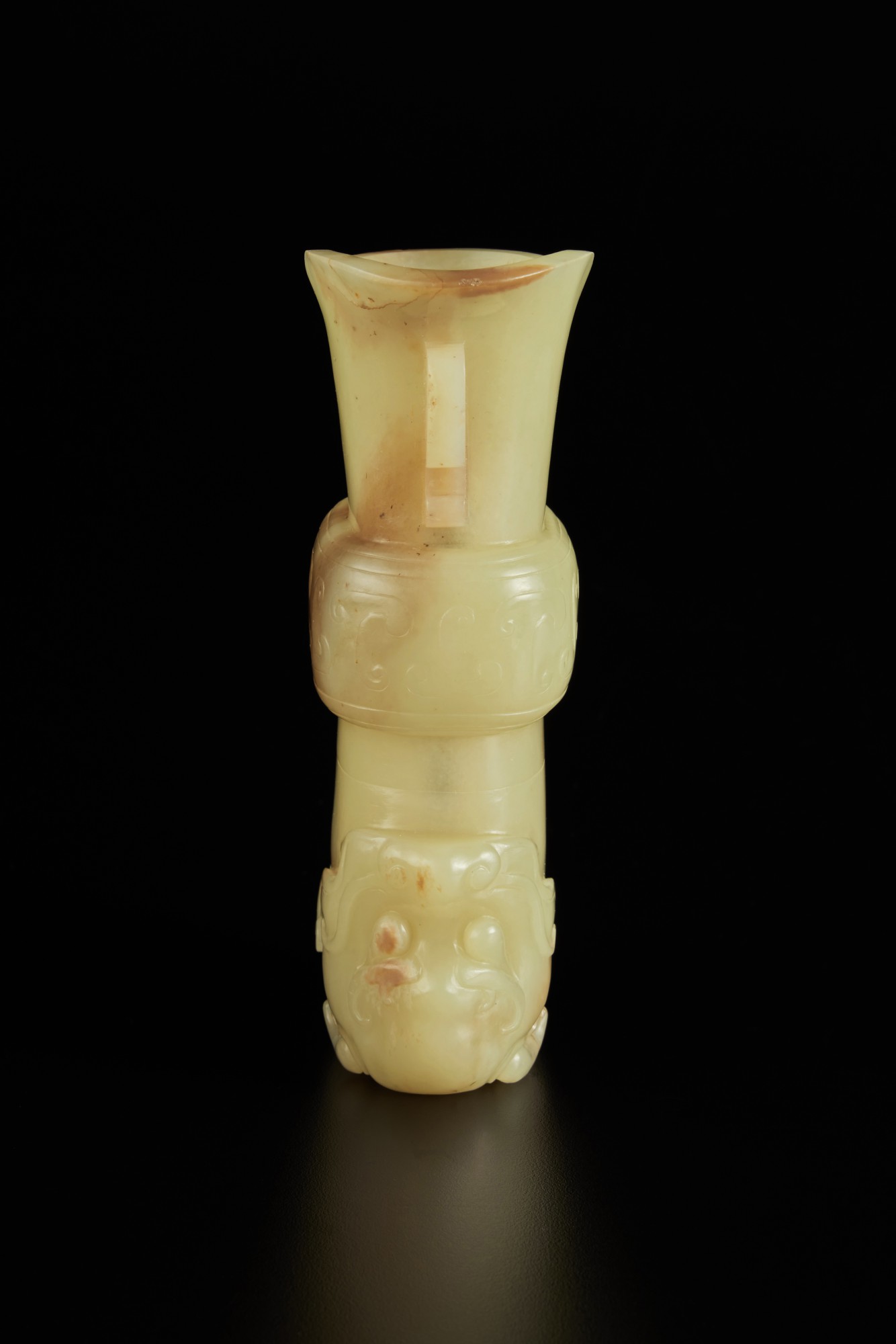 A rare yellow jade archaistic vase (Guang), Qing dynasty, Qianlong ...