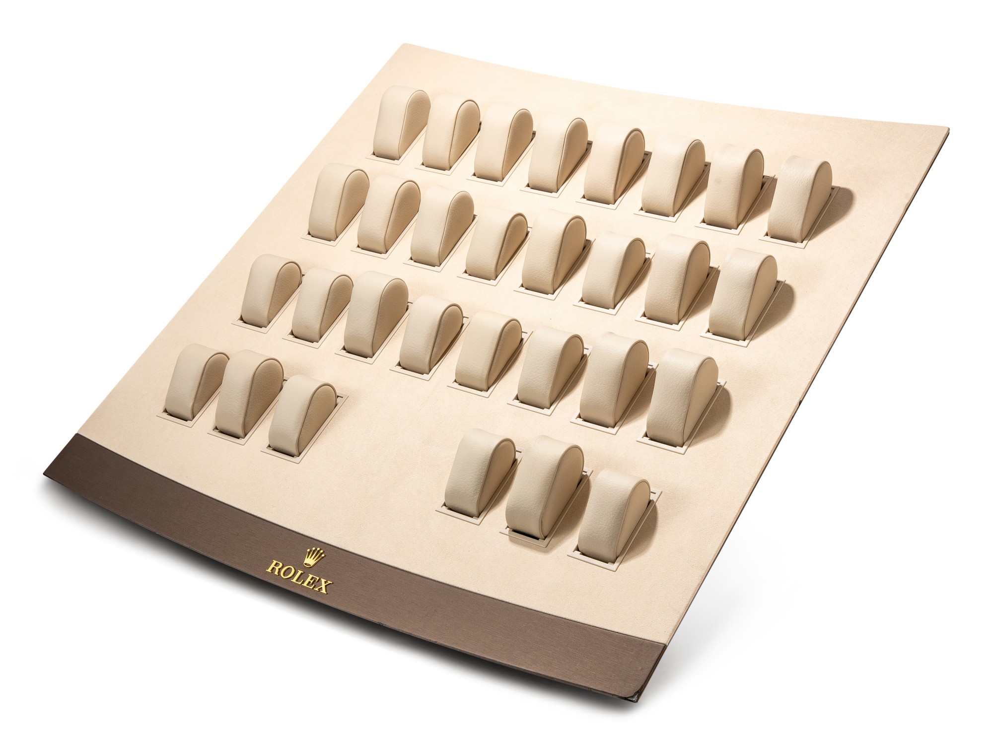 Rolex | A velvet and wooden display case base for 24 watches, Circa ...