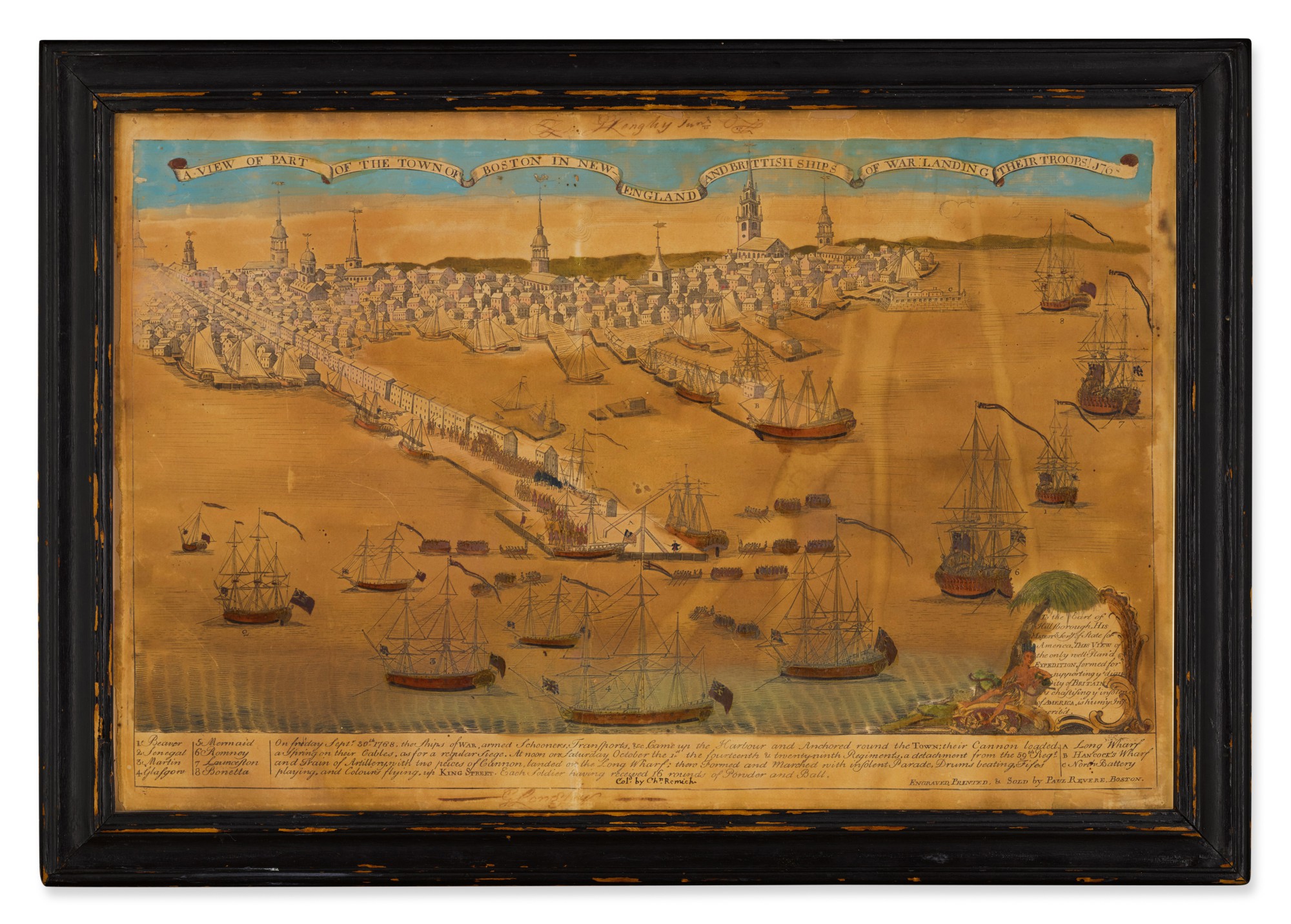 A View of Part of the Town of Boston in New-England and Brittish Ships ...