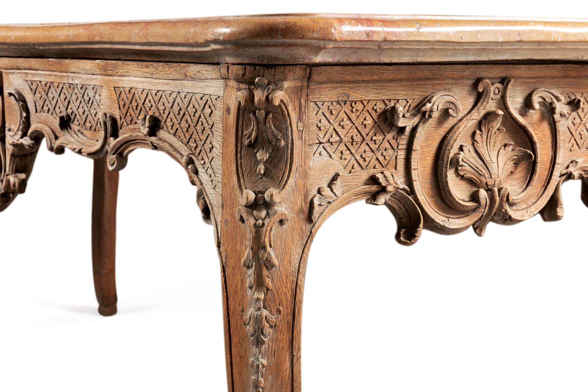 A LARGE LOUIS XV CARVED OAK HUNTING CONSOLE [GRANDE CONSOLE DE CHASSE ...