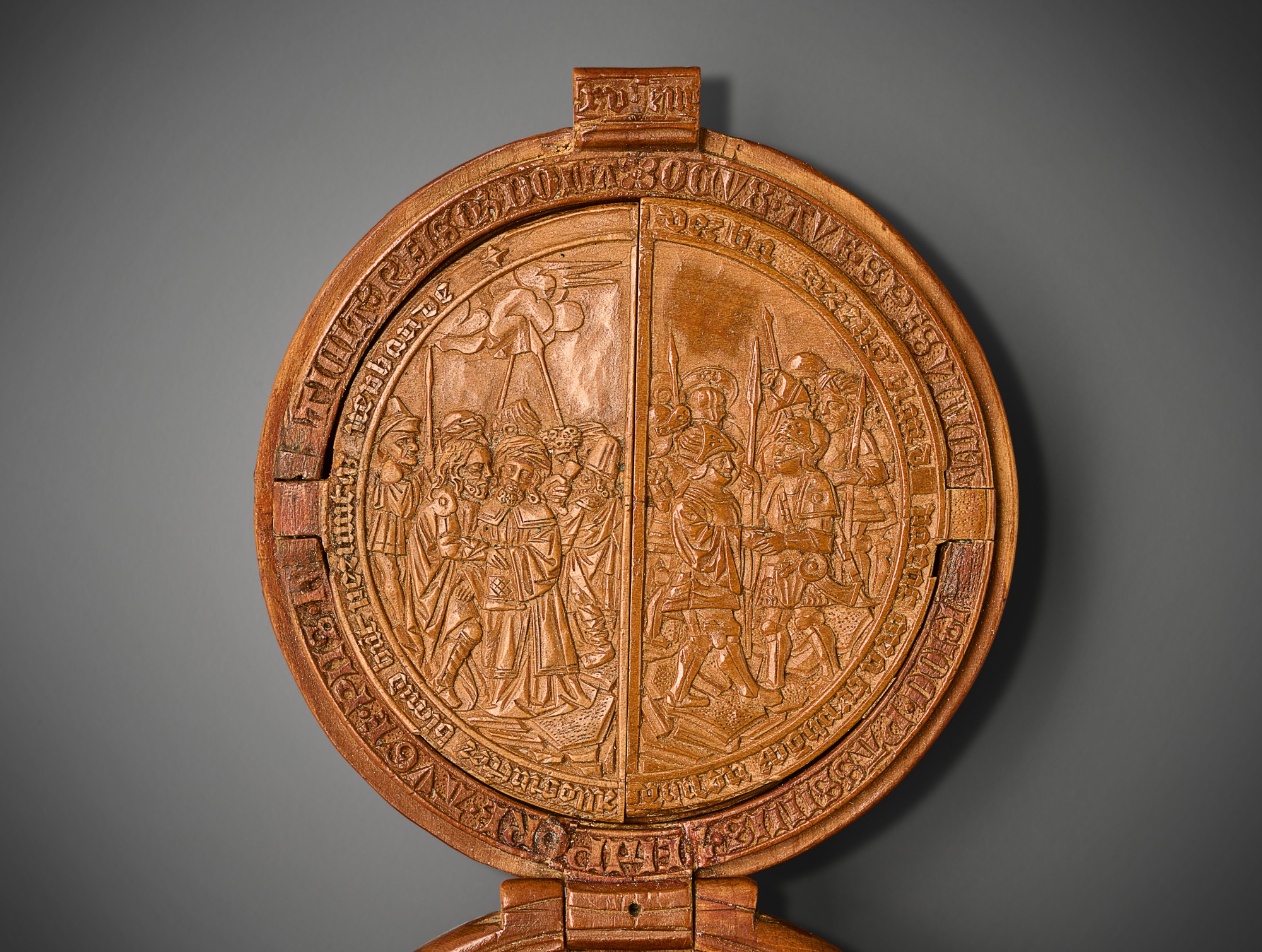 Polyptych Prayer Nut with the Crucifixion and Christ before Pilate ...