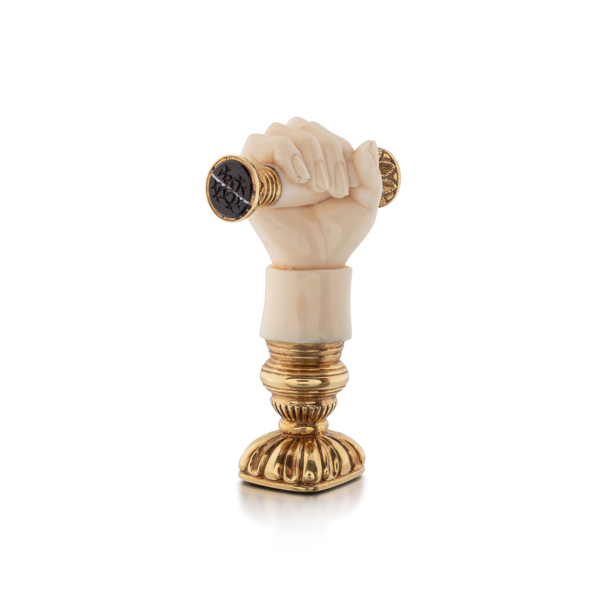 A George III ivory hand seal with gold mounts and amethyst, circa 1820 ...