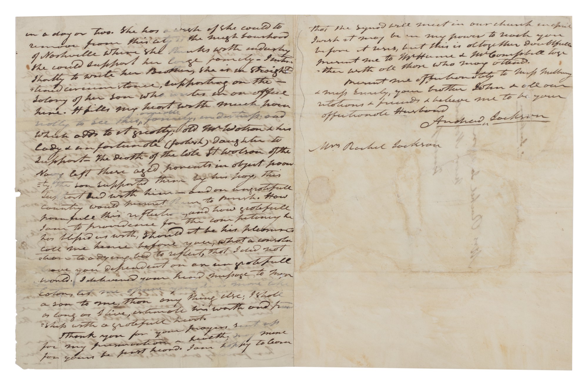 ANDREW JACKSON | A warm and open letter from Andrew Jackson to his wife ...