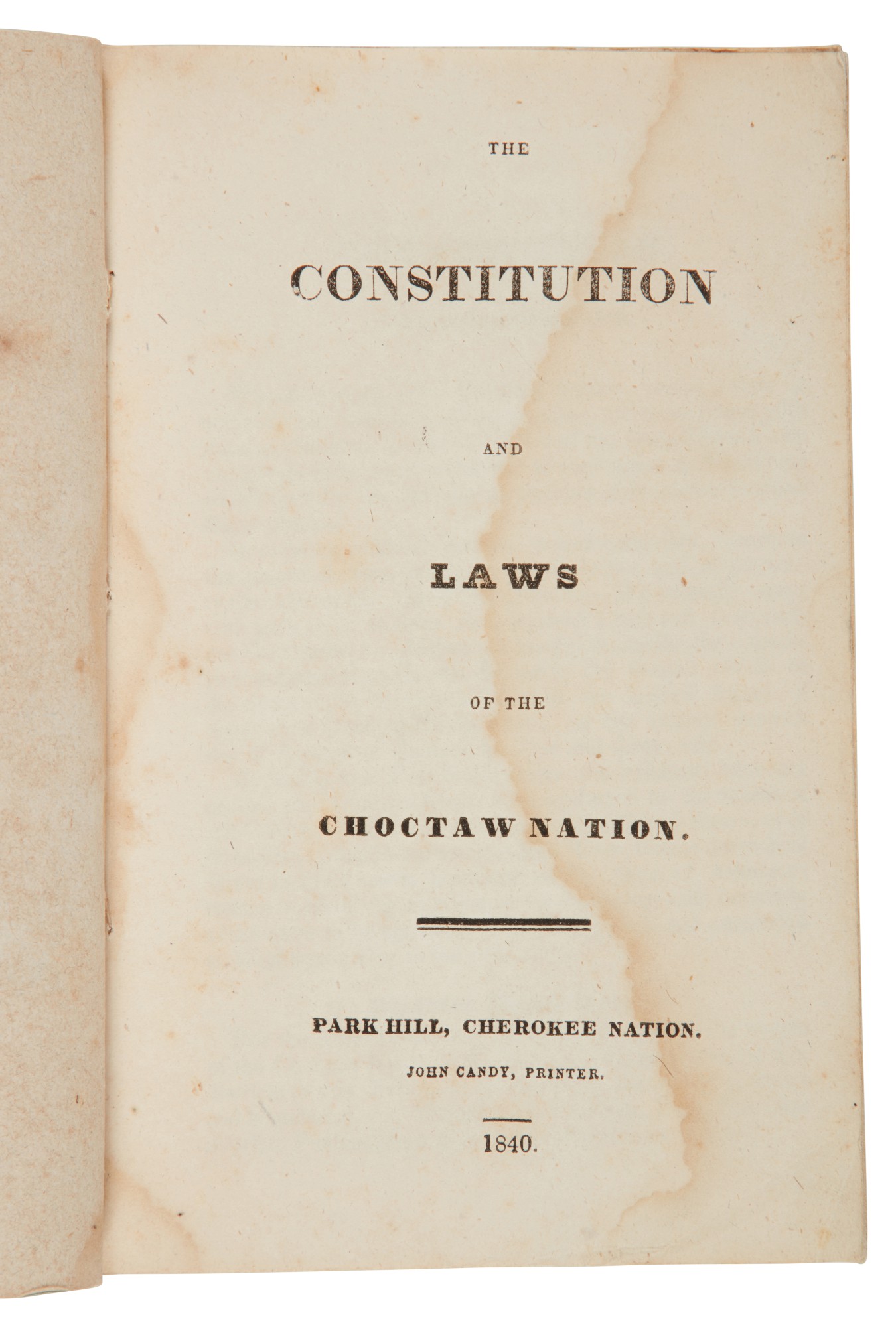 Choctaw Nation | "The earliest known printing of Choctaw laws ...