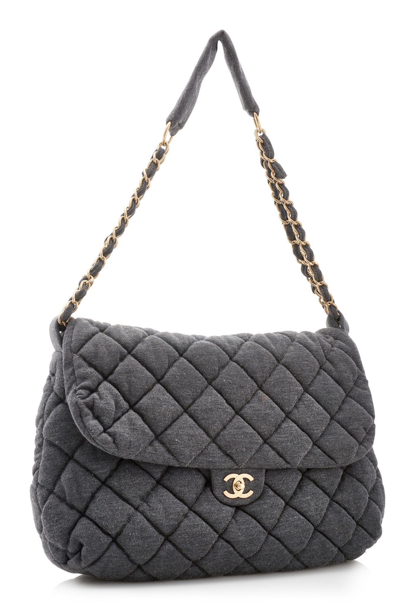 GREY WOOL FABRIC WITH GOLD-TONE METAL CLASSIC SHOULDER BAG, CHANEL | A ...