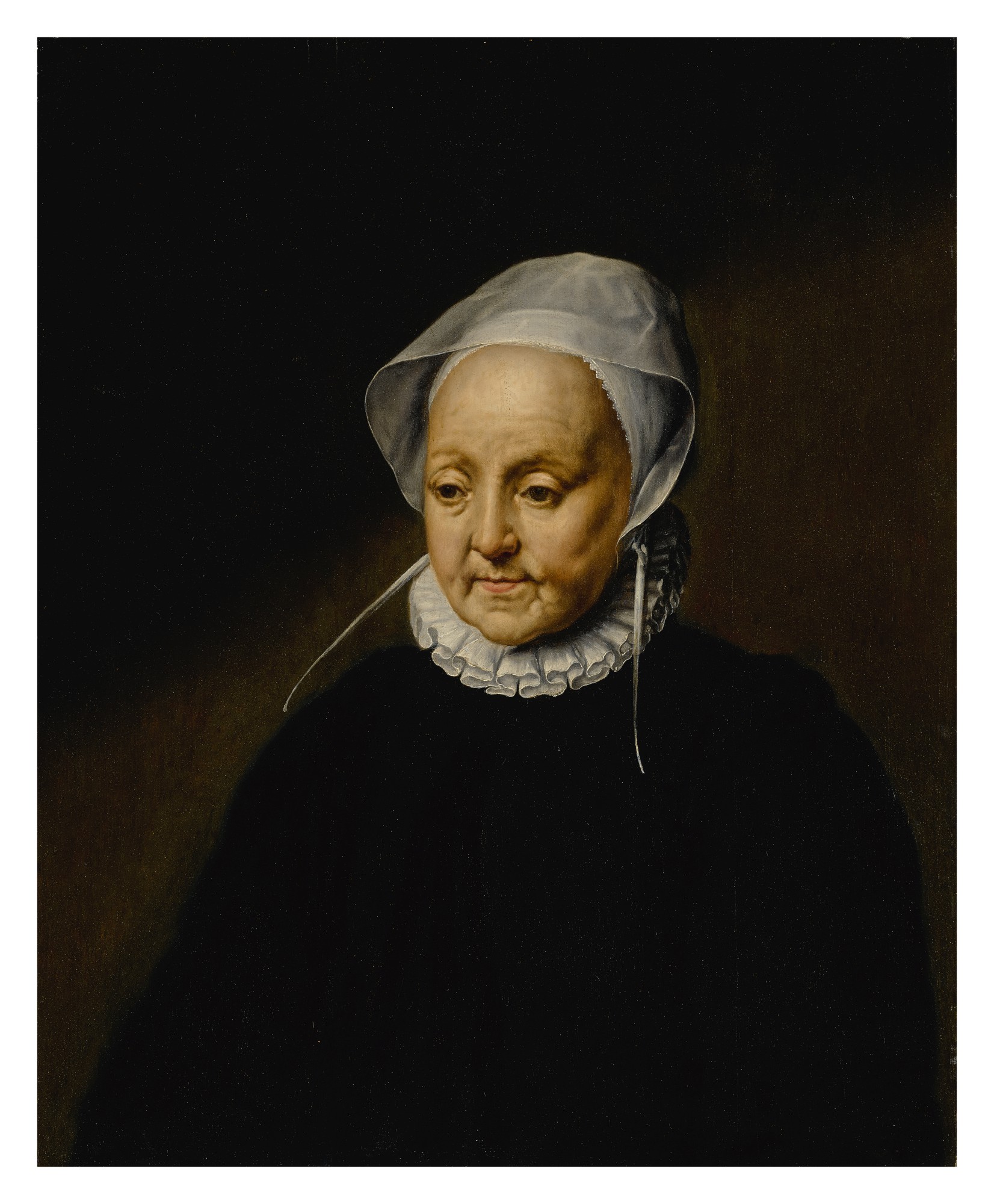 DUTCH SCHOOL, 1586 | PORTRAIT OF AN OLD WOMAN, AGED 53, HALF-LENGTH ...