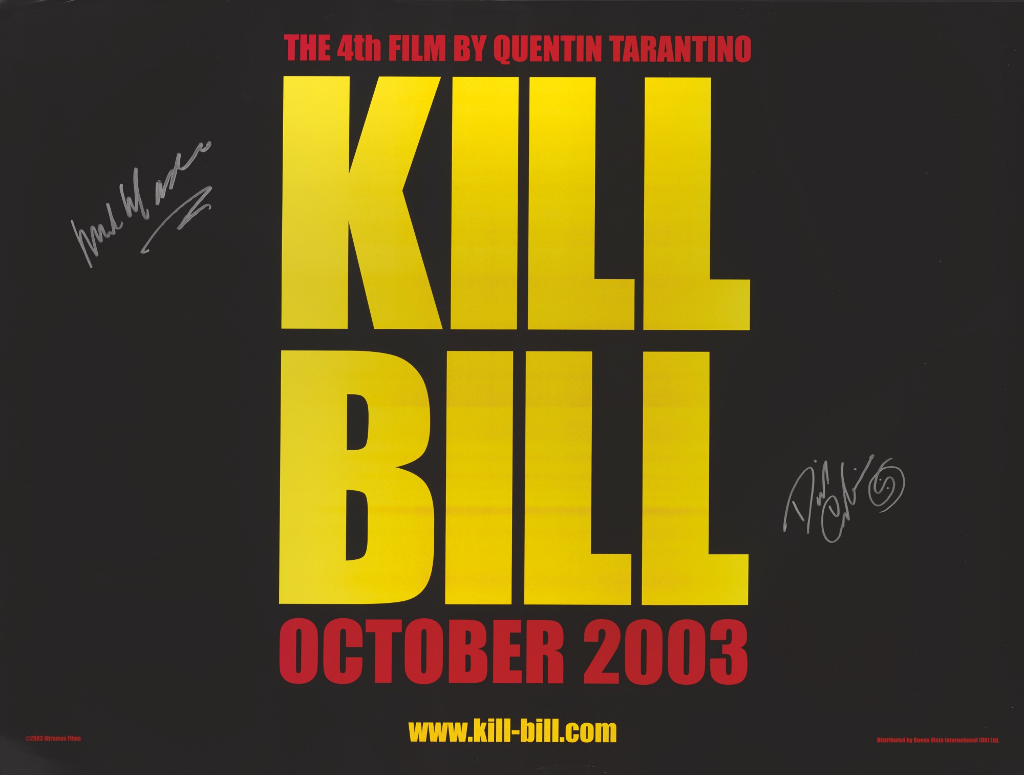 KILL BILL: VOLUME 1 (2003) ADVANCE POSTER, BRITISH, SIGNED BY MICHAEL ...