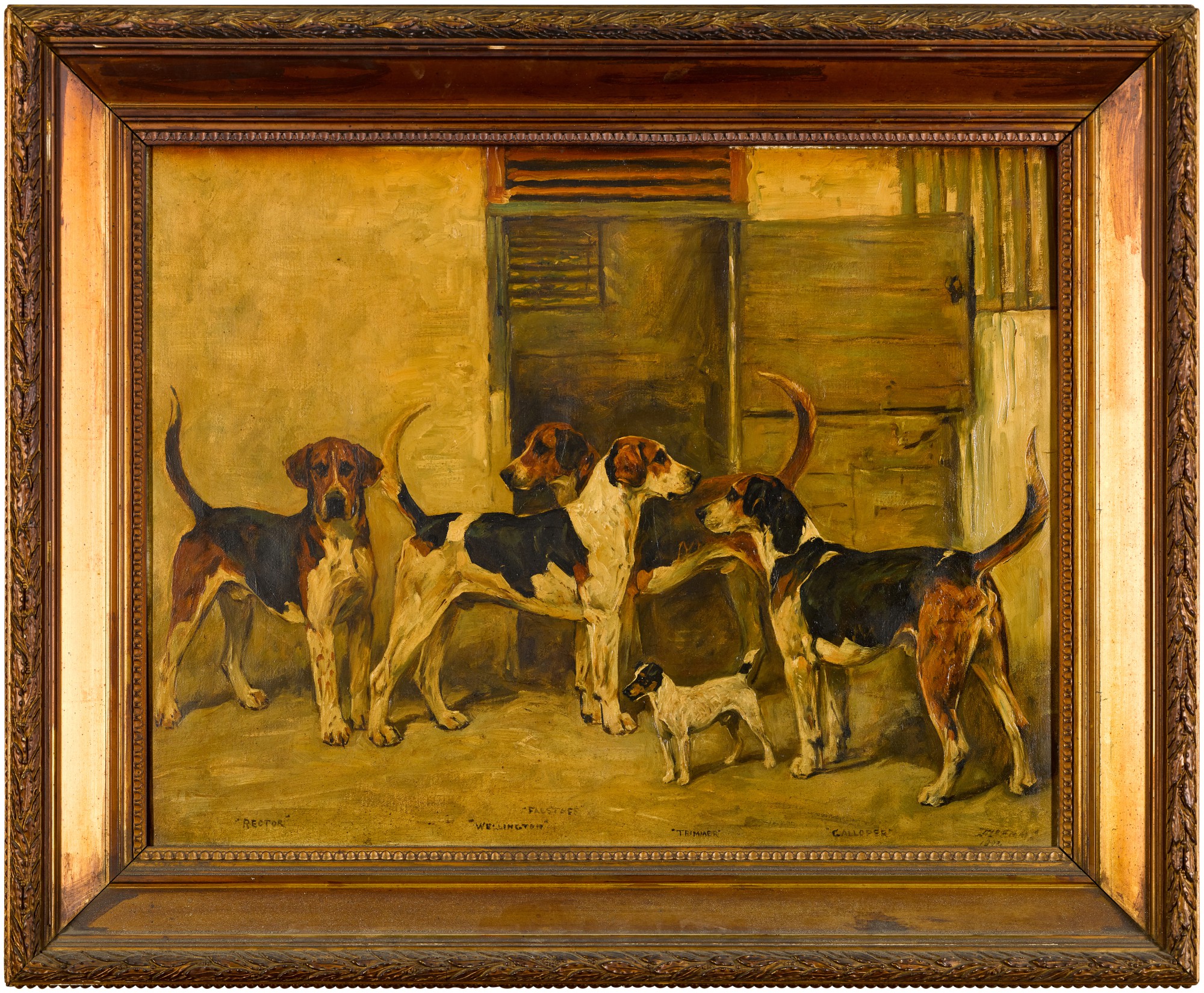 JOHN EMMS | FOX HOUNDS AND A TERRIER | European Art: Paintings ...