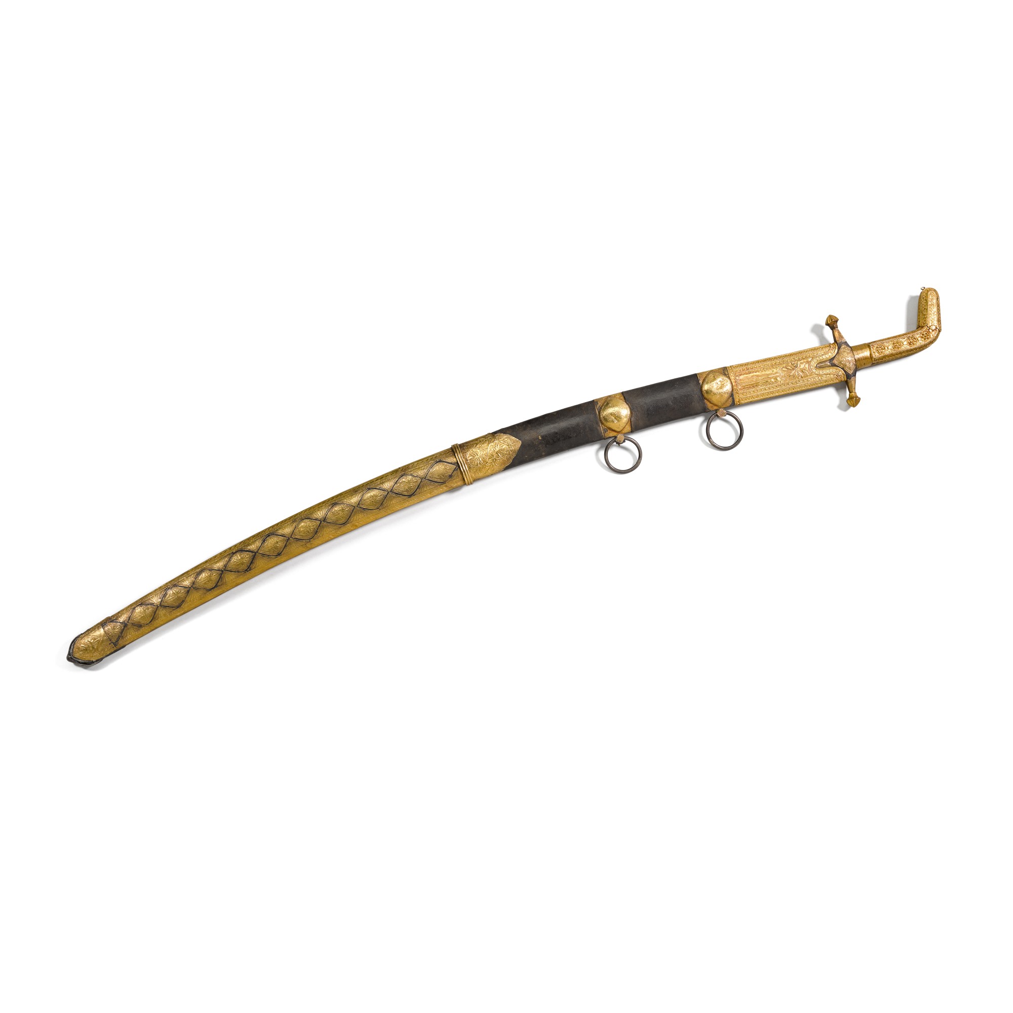 A gold-hilted sword (saif) and scabbard, Arabian Peninsula, circa 1900 ...