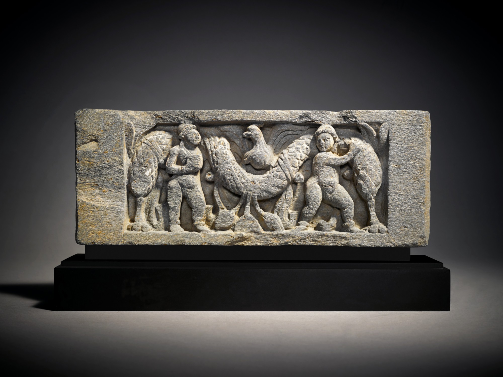 A Gray Schist Frieze Depicting Garland Bearers, Ancient Region of ...
