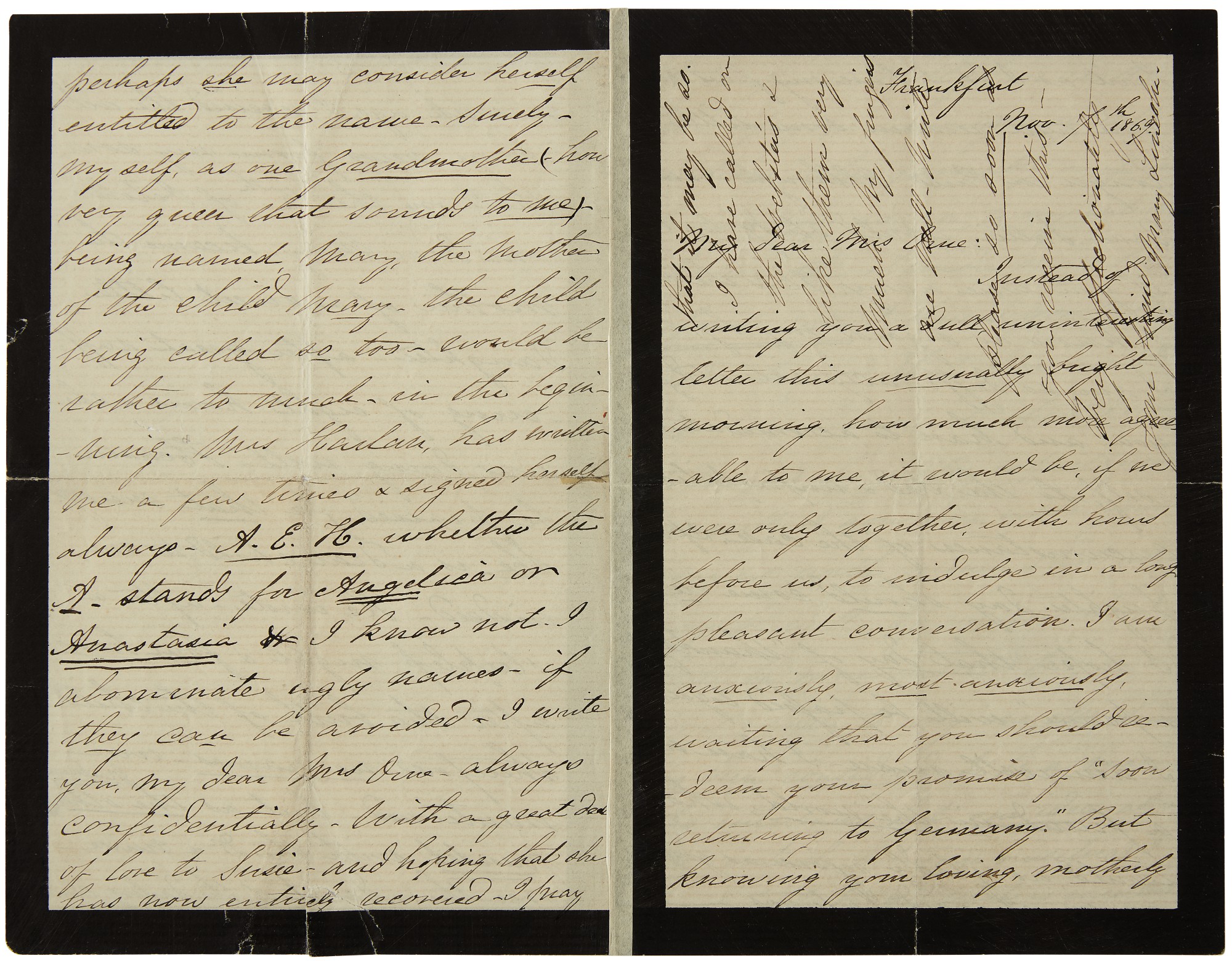 Lincoln, Mary Todd. Three autograph letters to Sally Orne, Frankfurt ...