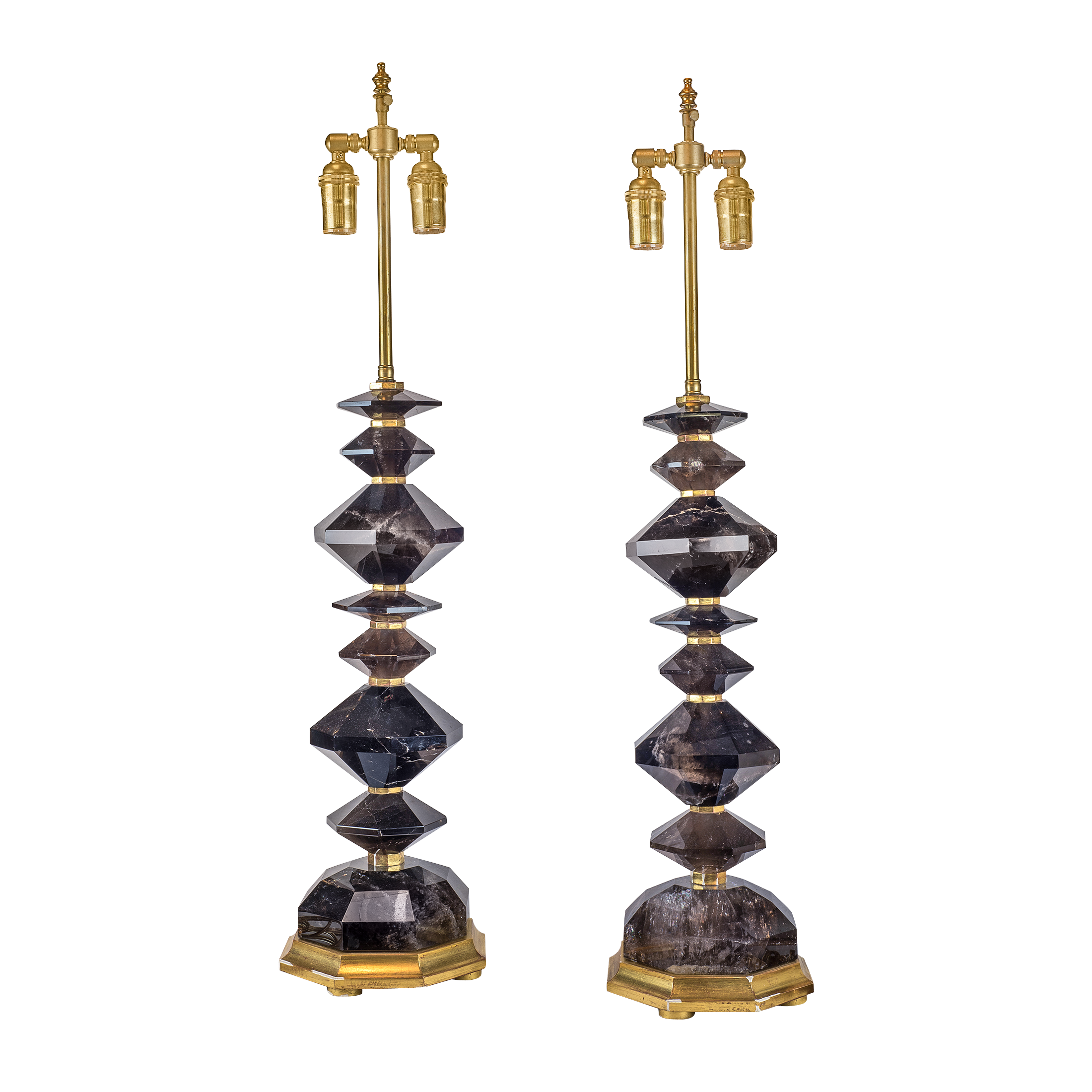 Vintage French Art Deco Smoke Rock Crystal Table Lamps Available For ...