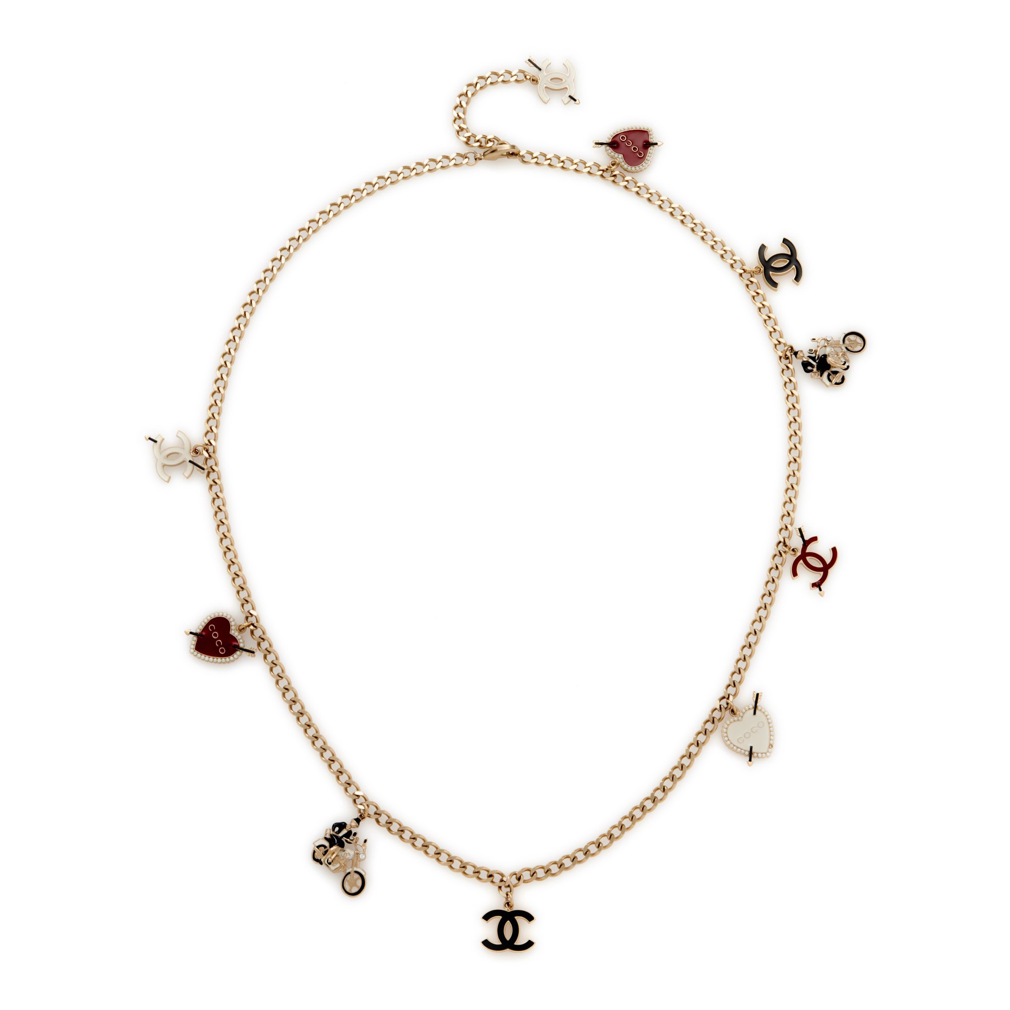 Chanel Black, White, And Red Enamel Coco Rider Charm Necklace, 2010 ...