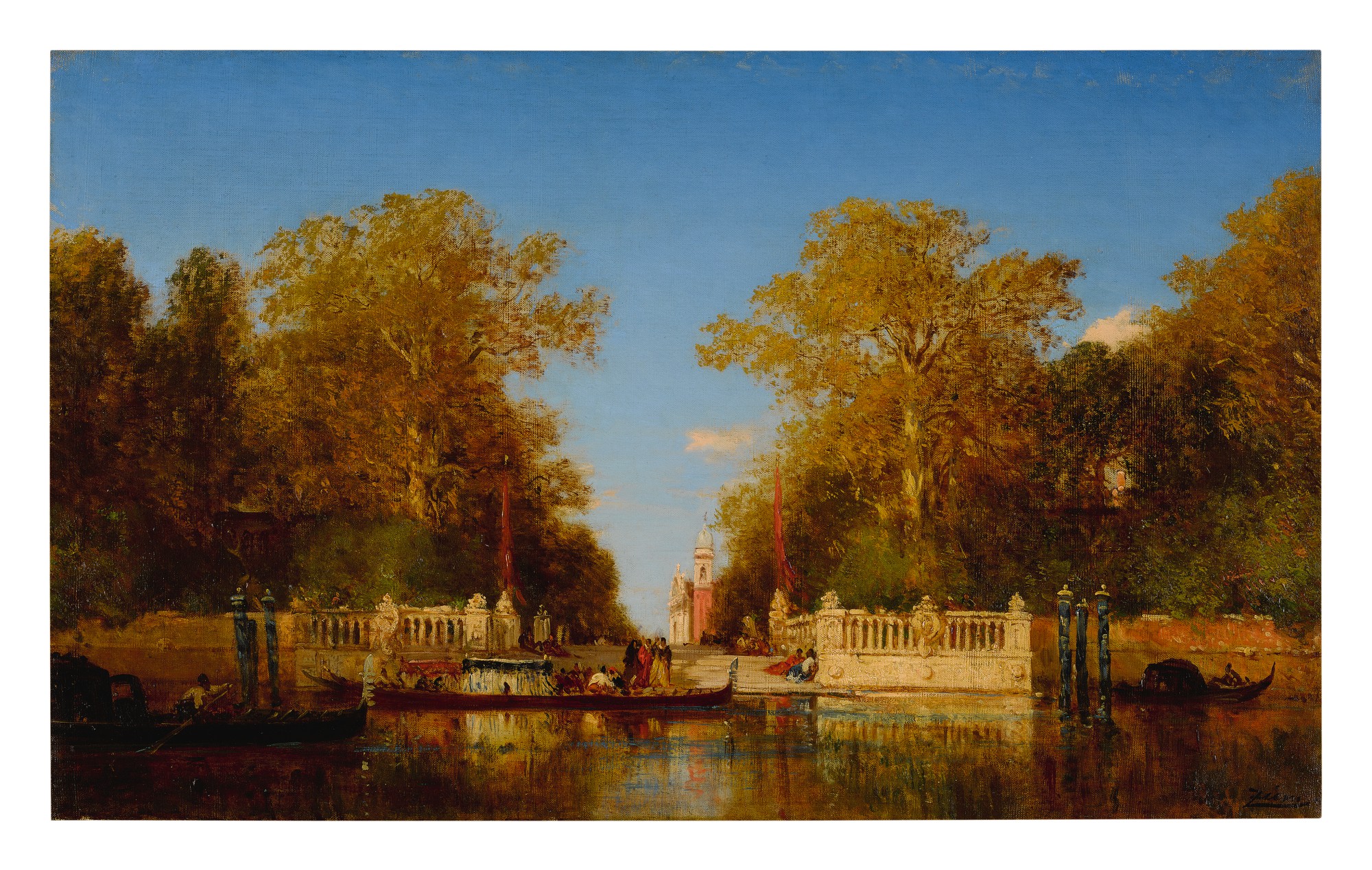 FÉLIX ZIEM | GONDOLES DEVANT LE JARDIN FRANÇAIS | 19th Century European ...