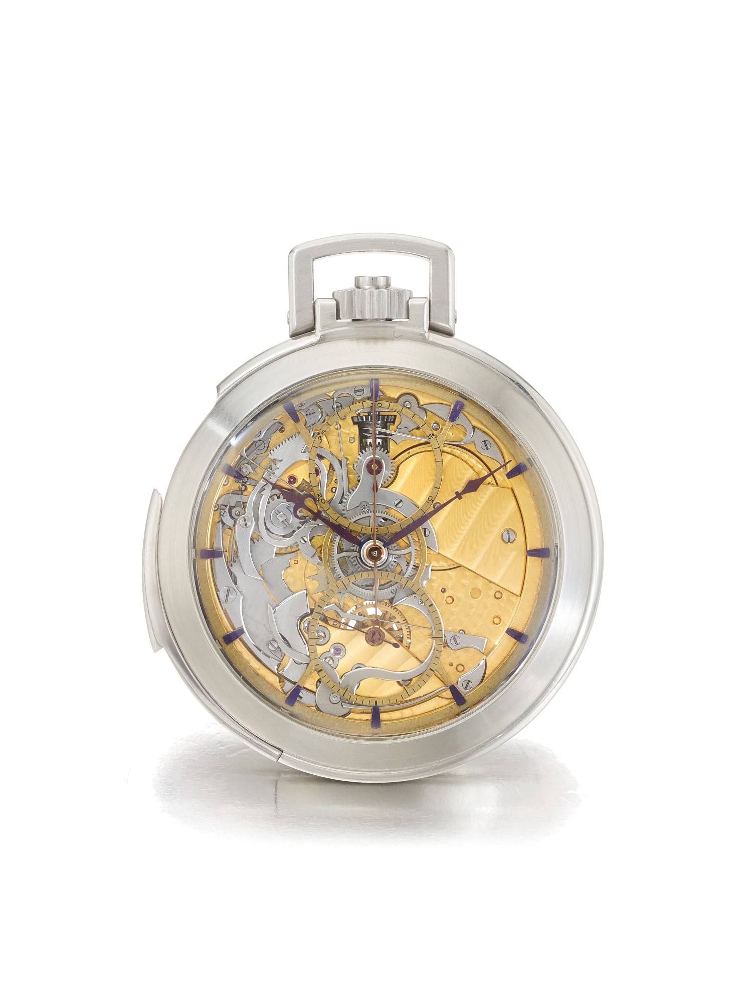 MICHEL ROCHAT | A WHITE GOLD OPEN FACED SEMI SKELETONIZED MINUTE ...