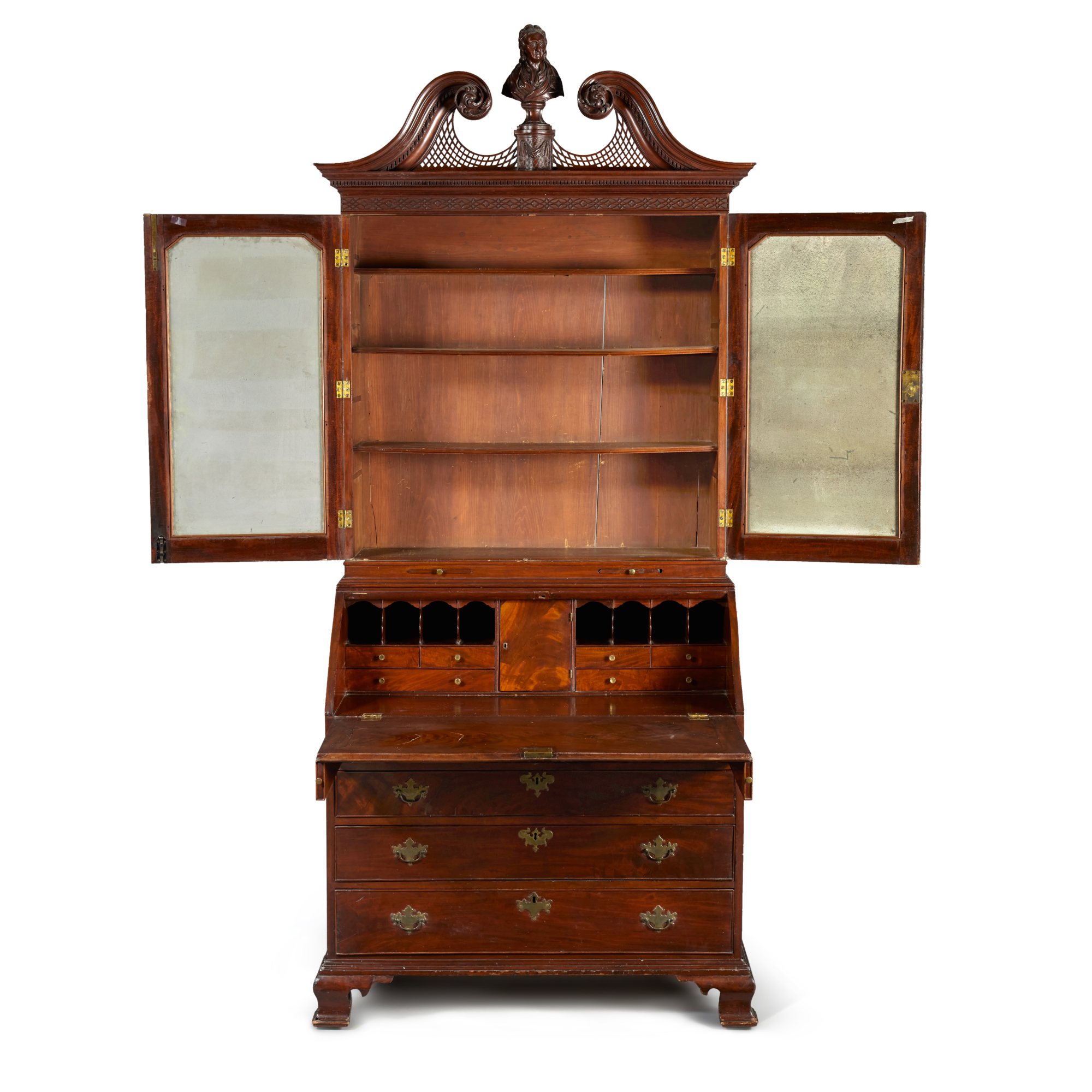 The Potts Family Chippendale Carved and Highly Figured Mahogany Scroll ...