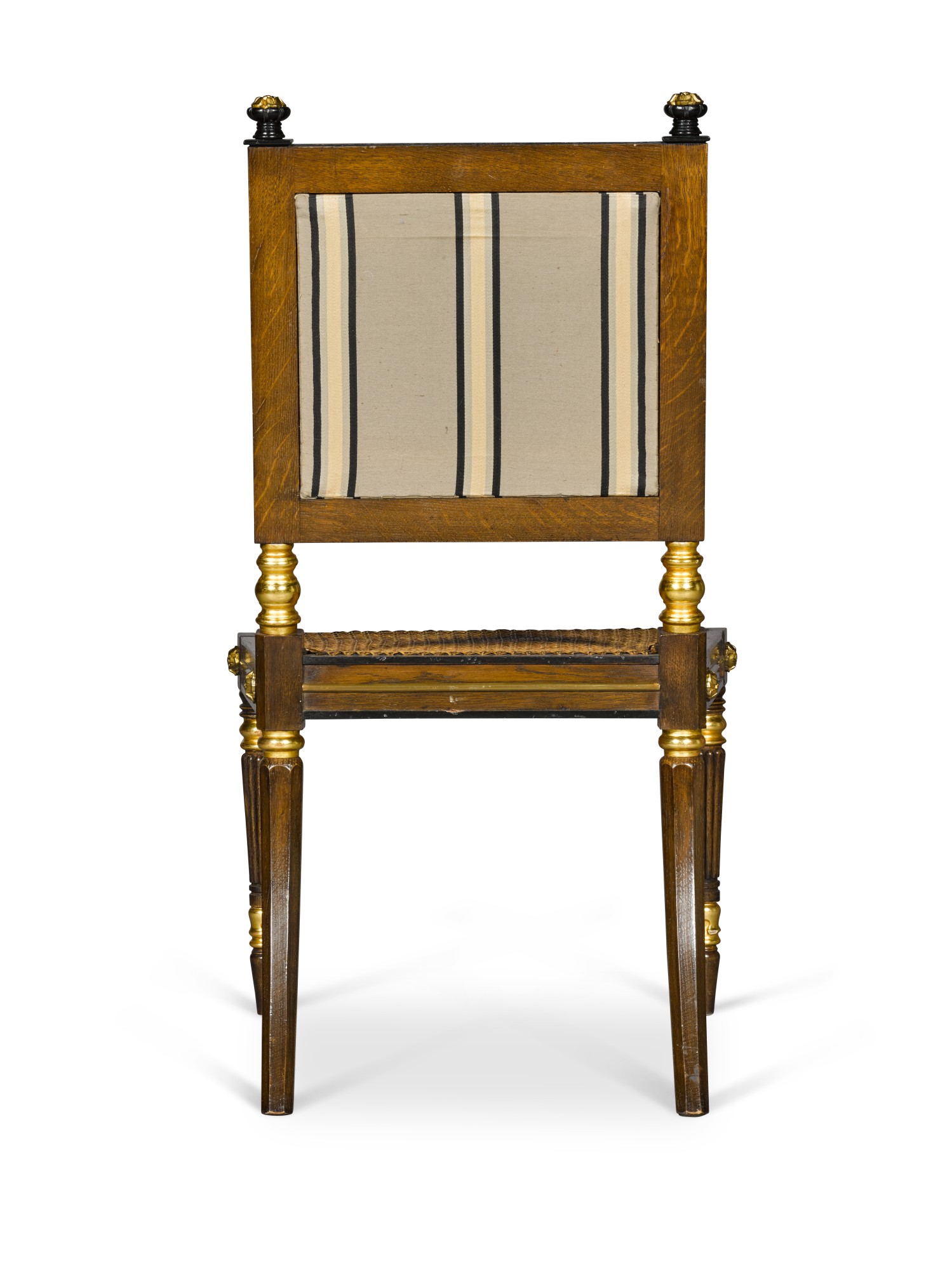A pair of Regency ormolu-mounted brass-inlaid ebony and oak side chairs ...
