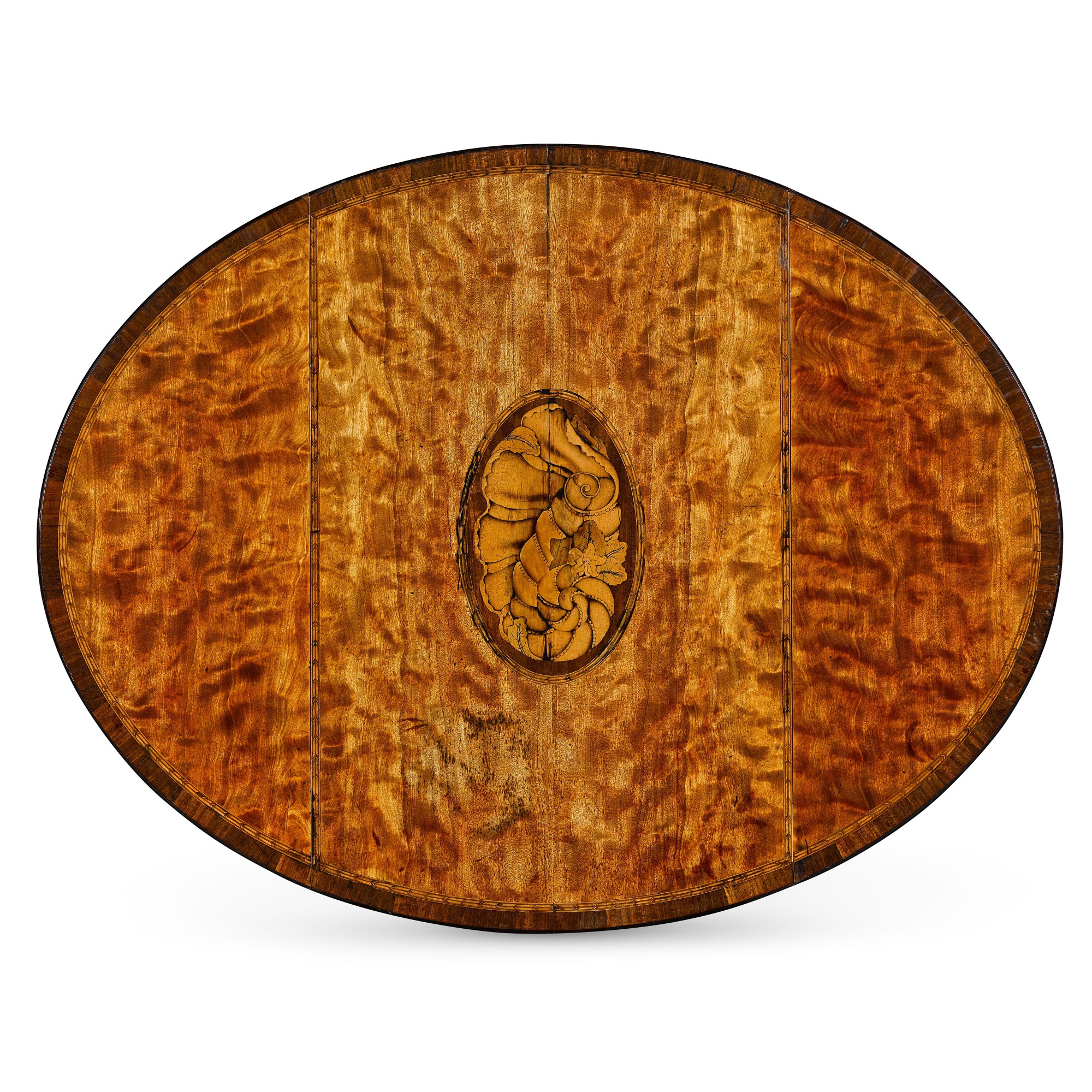 A George III oval purplewood and chevron banded satinwood marquetry ...