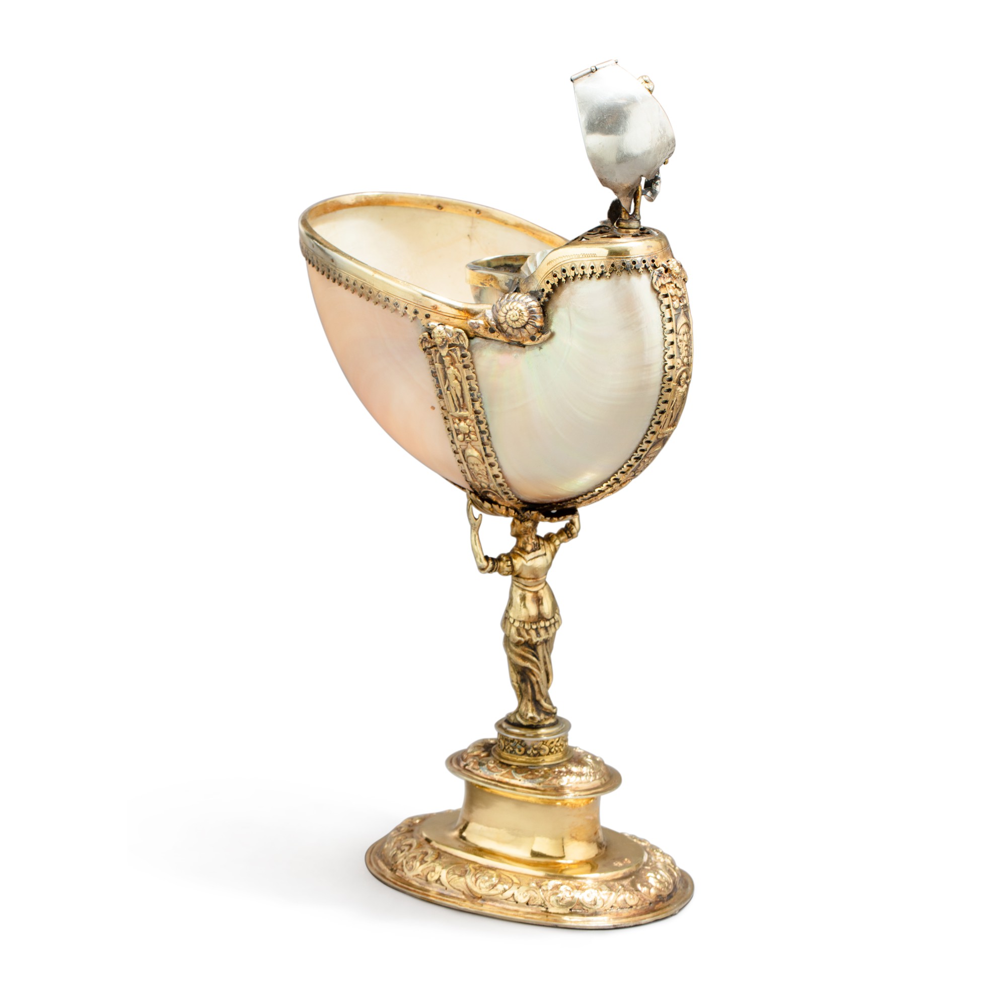 A German nautilus shell cup with silver-gilt mounts, Heinrich Beust ...
