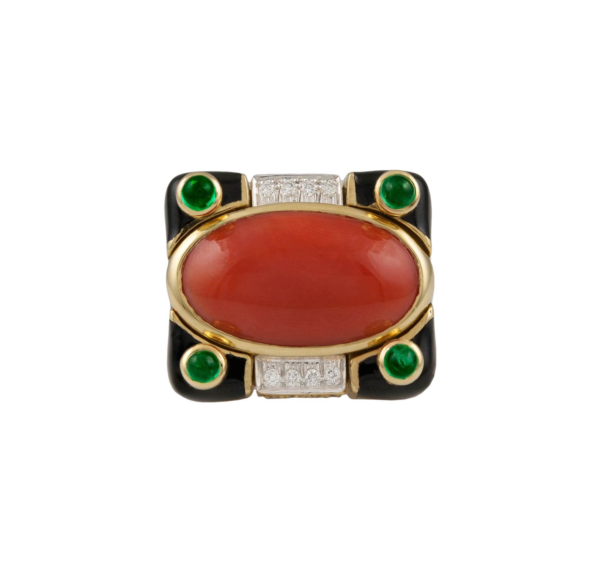 David Webb | Coral, Emerald, Diamond and Enamel Ring | Jewelry Box ...