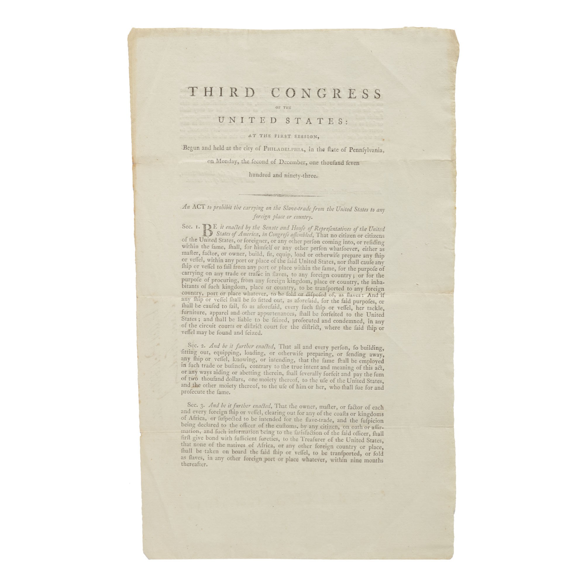 (Abolition) | The first anti-slavery law passed by Congress | The ...