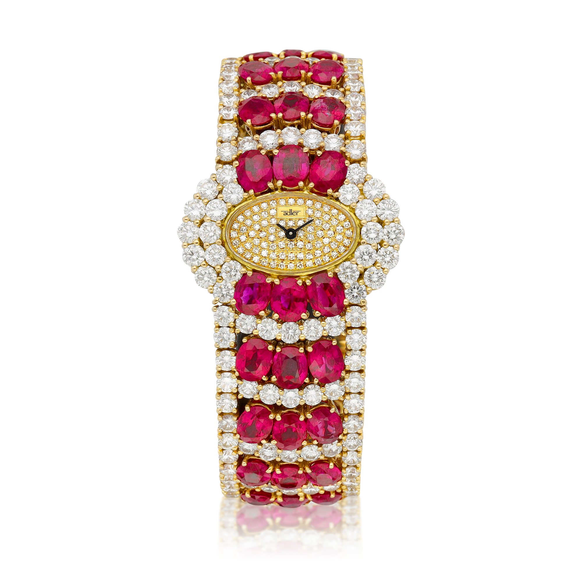 A yellow gold, diamond and ruby-set bracelet watch, Circa 2000 ...