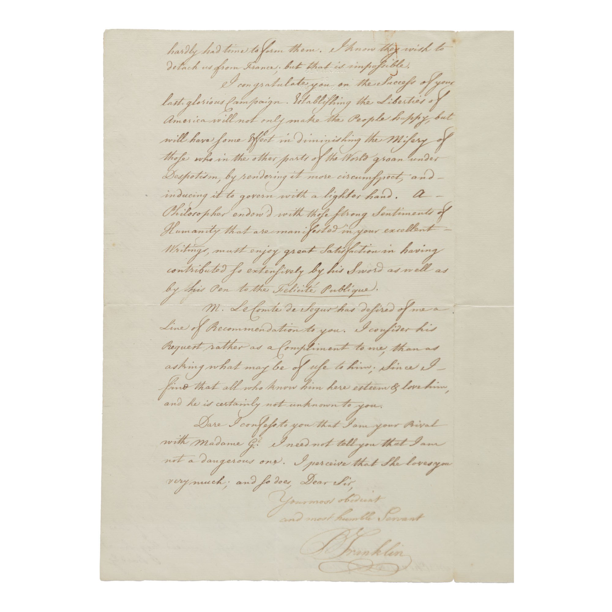 Franklin, Benjamin | Writing in the uncertain period after Yorktown ...