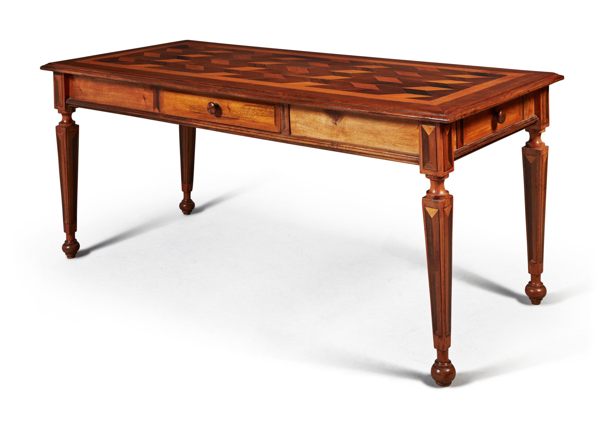 A Regency Mahogany and Fruitwood Inlaid Library Table, 19th Century ...